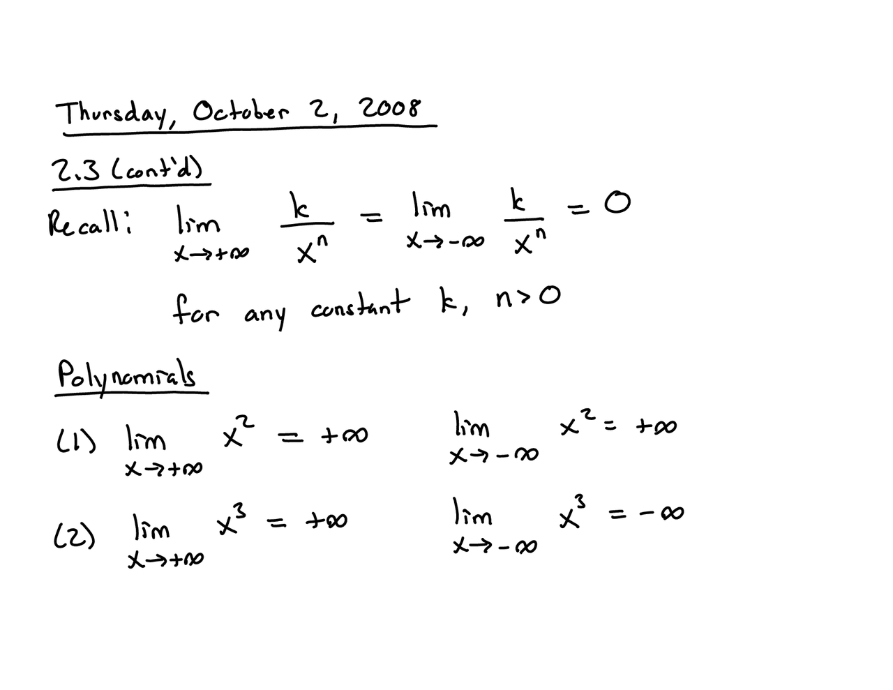Solved Problems On The Calculus L Handwritten Notes Math 121 Docsity