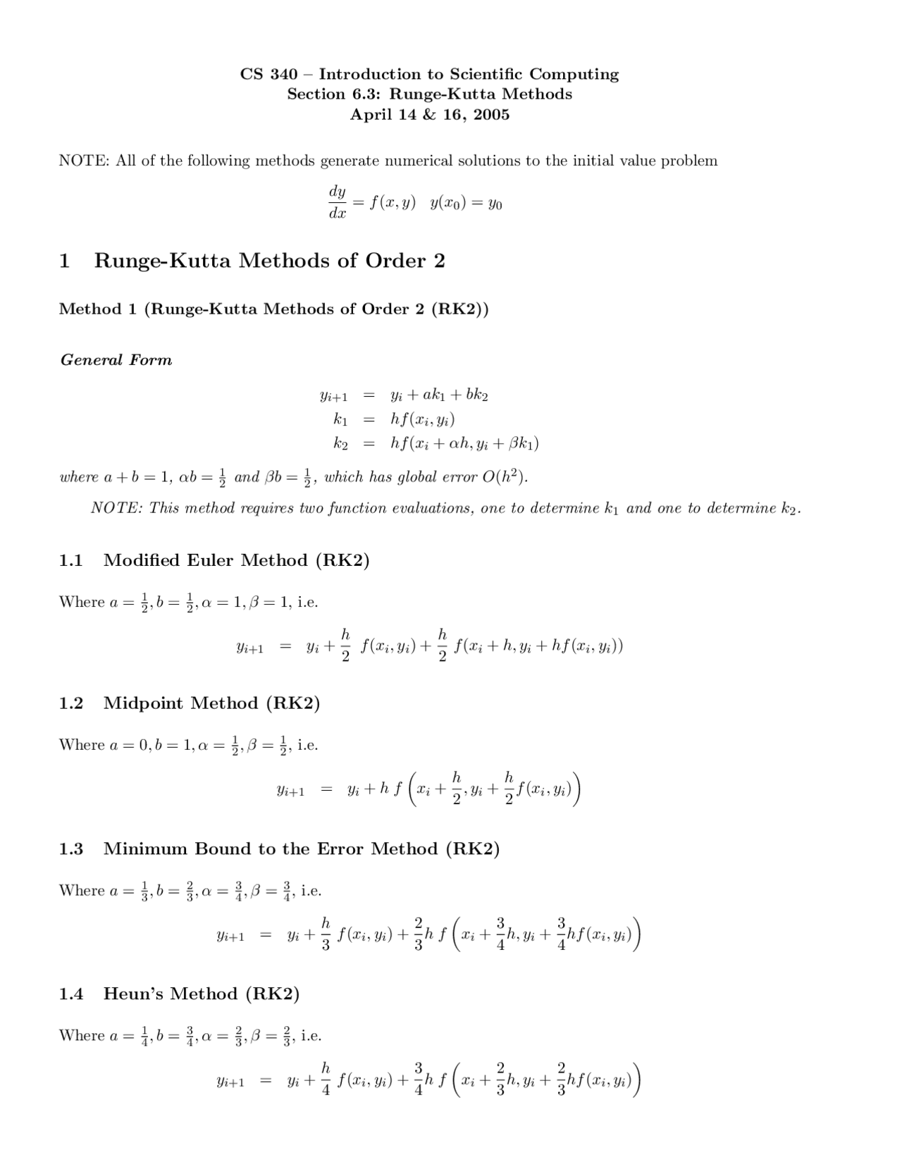 Introduction To Scientific Computing Assignment Cs 340 Docsity