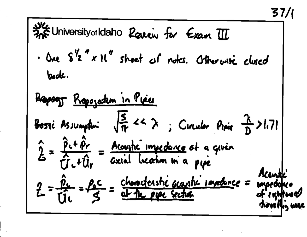 Review For Examination 3 Engineering Acoustics Me 413 Docsity
