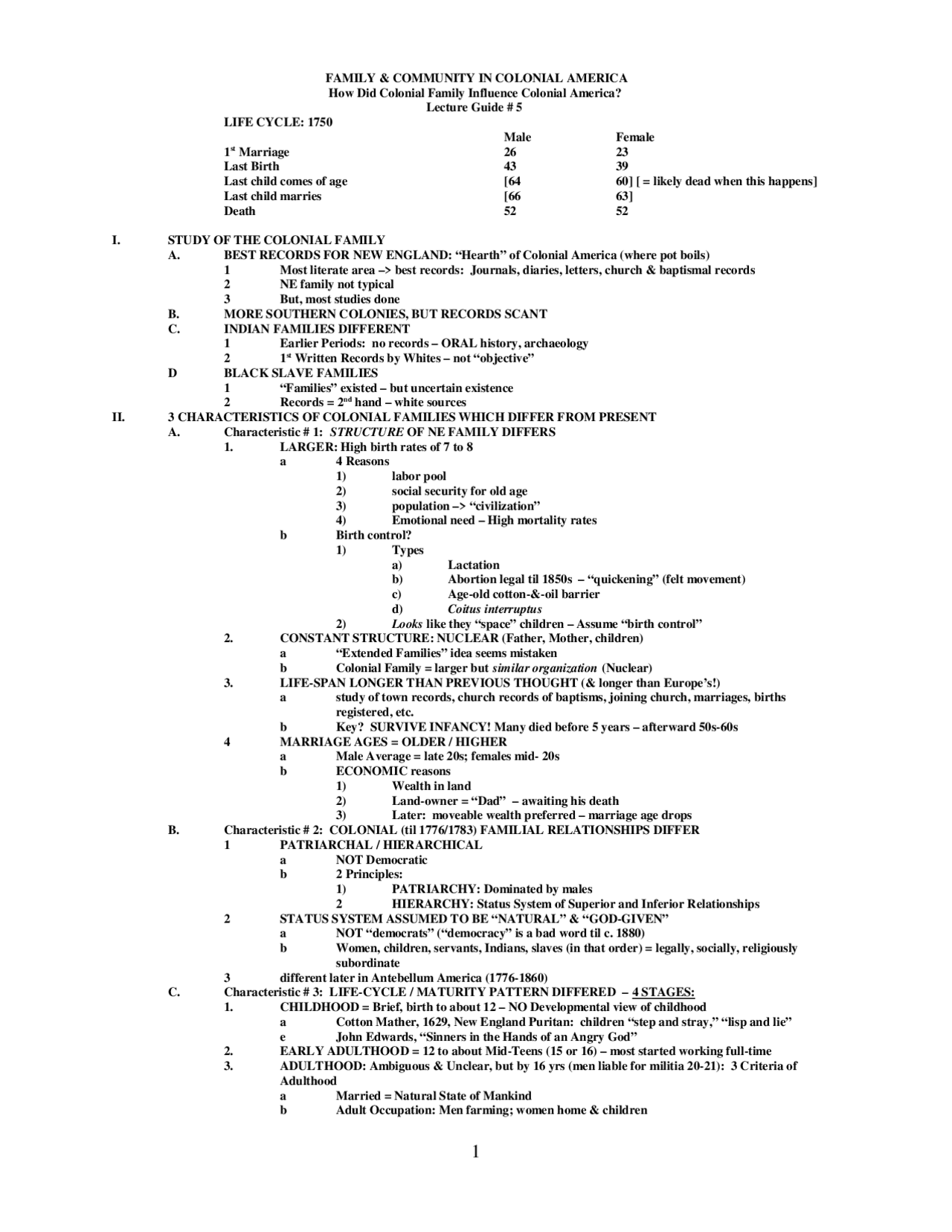 Study Guide for How Did Colonial Family Influence Colonial America ...
