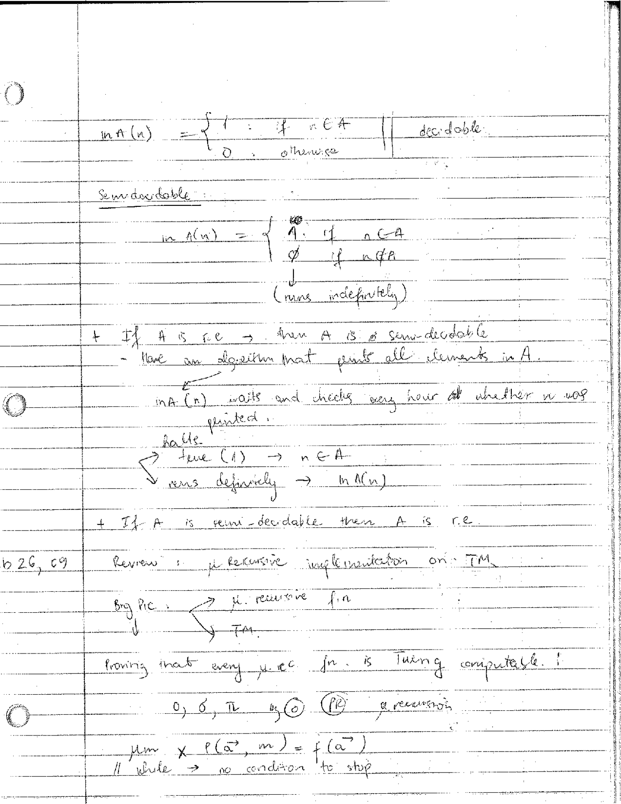 Lecture Notes On Semi Decidable Theory Of Computation Cs 5315 Docsity