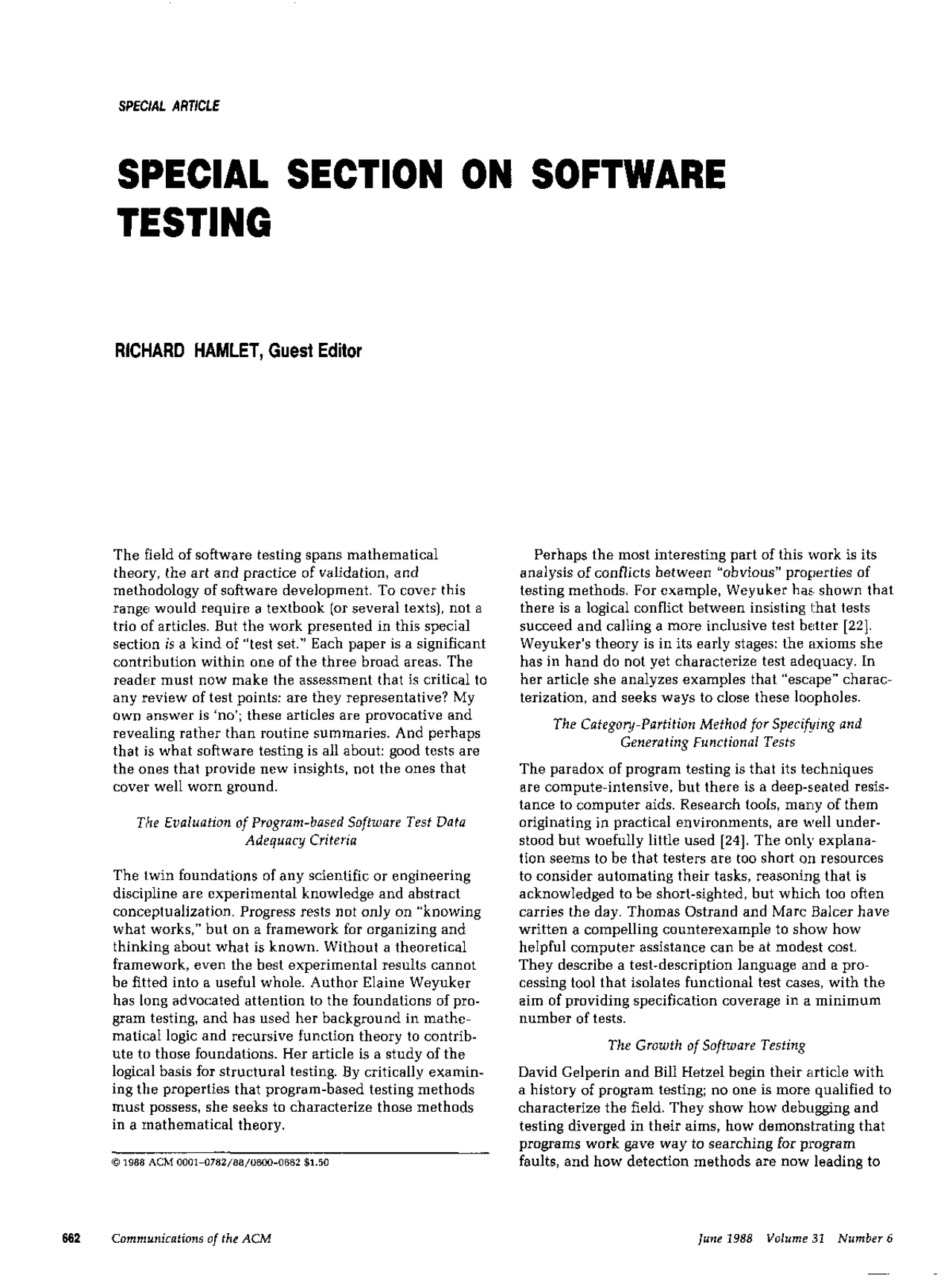 Special Section On Software Testing Dependable Software Systems Cs