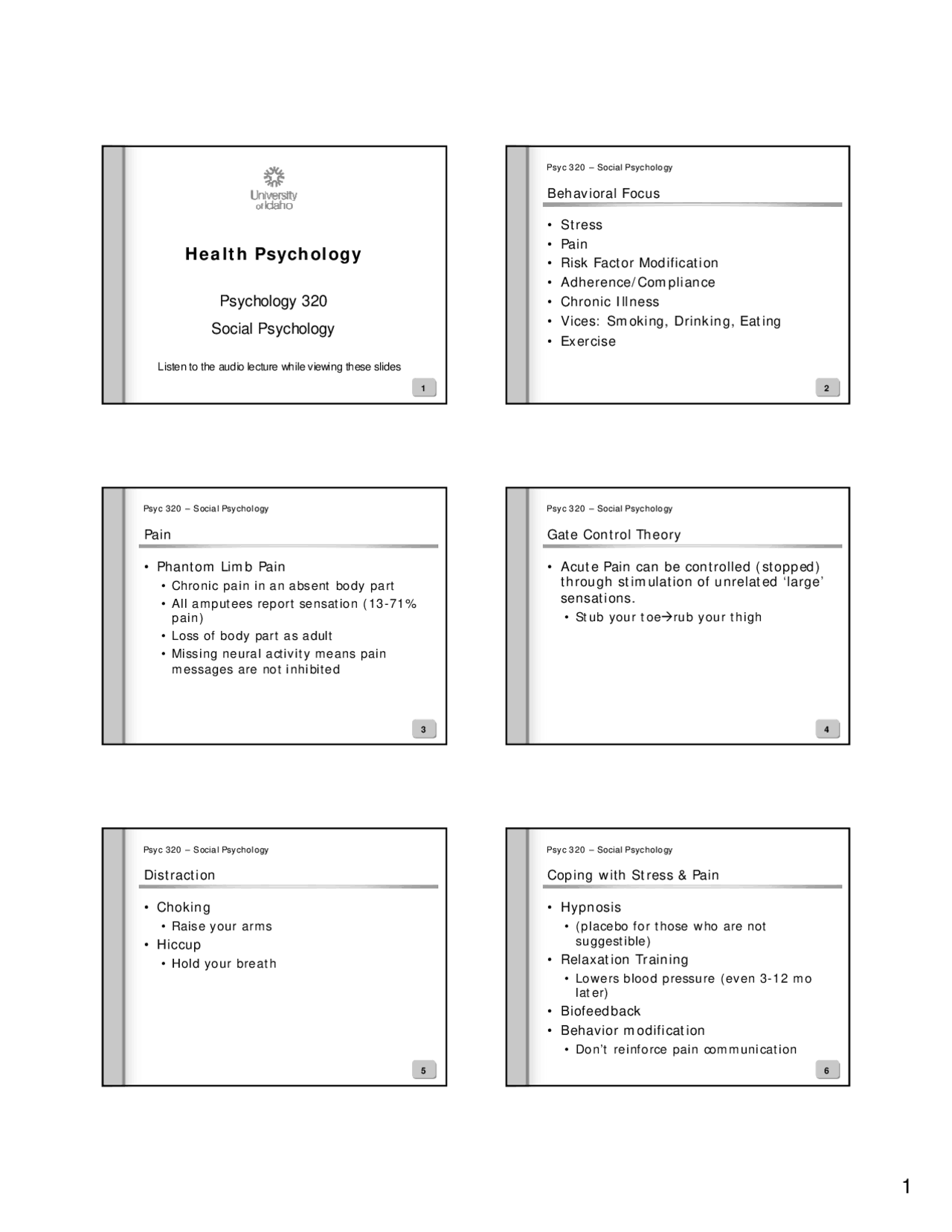 Health Psychology Lecture Slides Psyc 320 Docsity