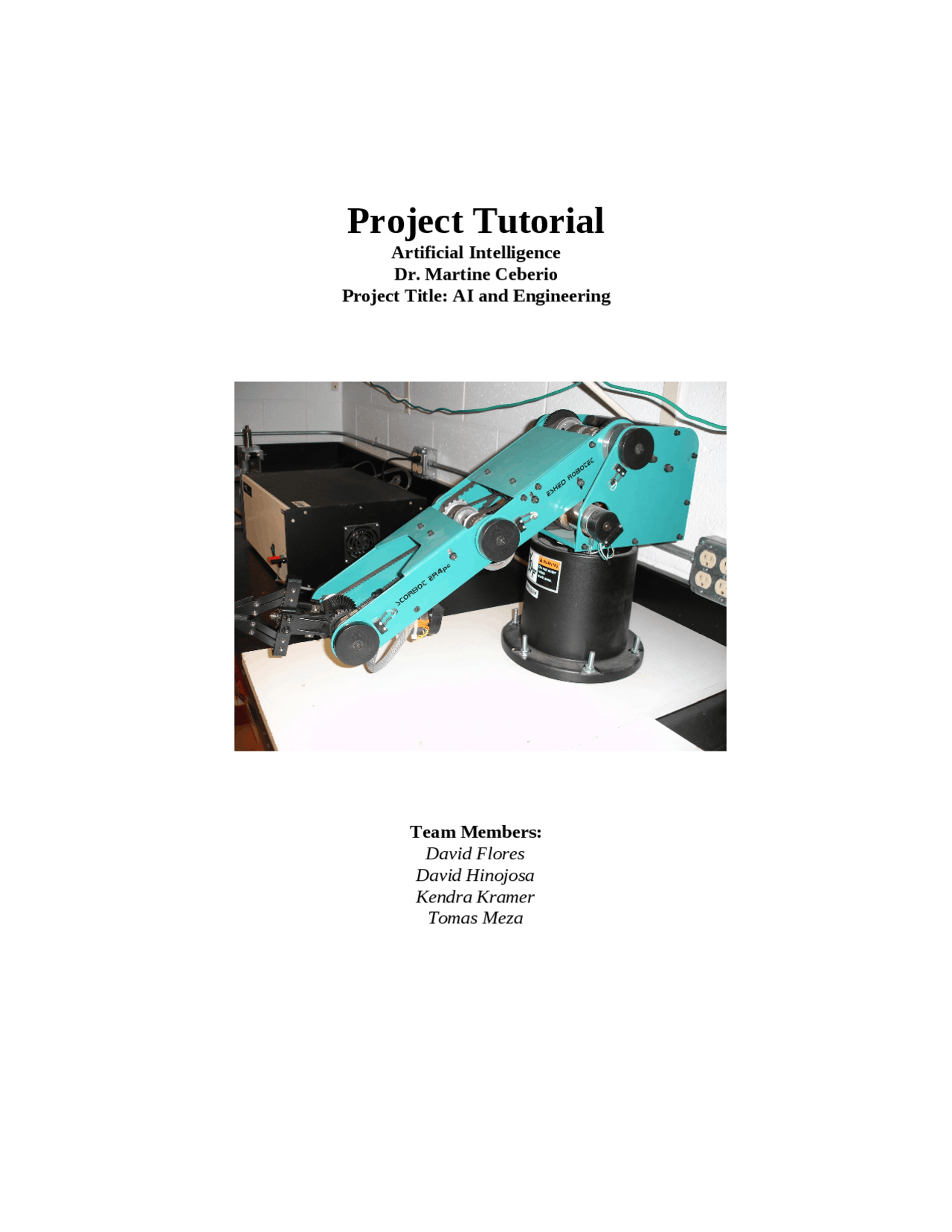 Artificial Intelligence and Engineering - Project Tutorial | CS 5314 ...