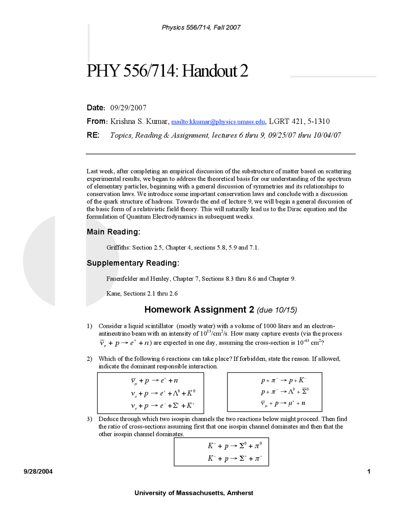 Questions On Nuclei And Elementary Particles Assignment 2 Physics