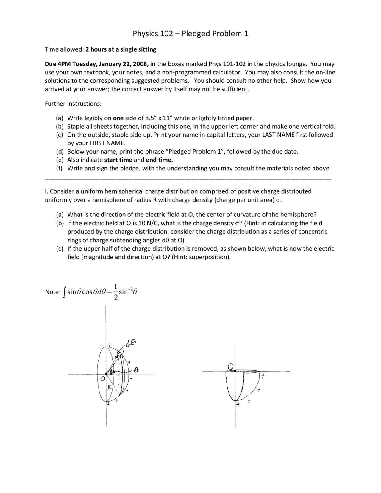 Pledged Problem with Solution - Mechanics with Laboratory | PHYS 101 ...