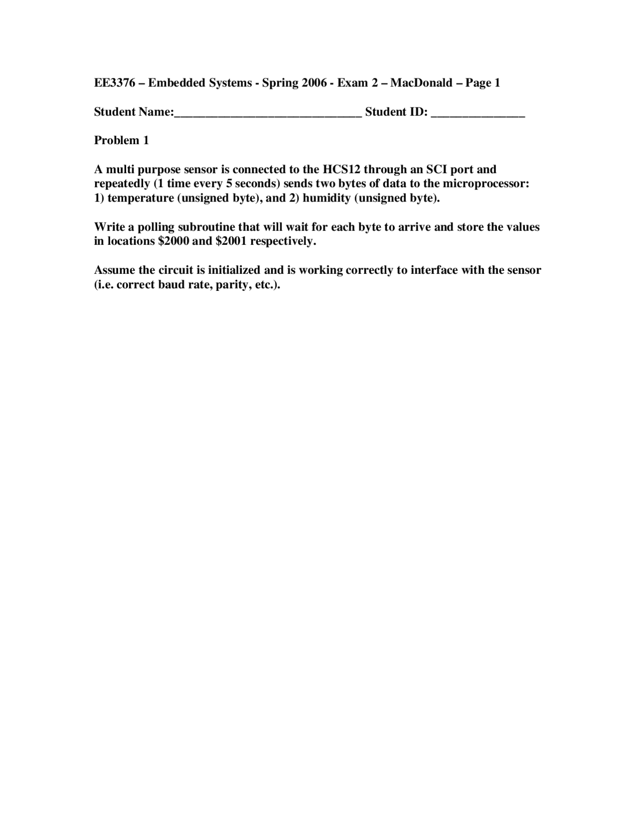 Exam 2 For Microprocessor Systems I Ee 3376 Docsity