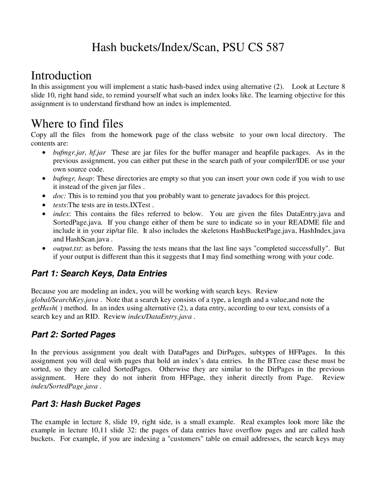 Introduction to Hash Buckets in Database Management Systems | CS 587 - Docsity
