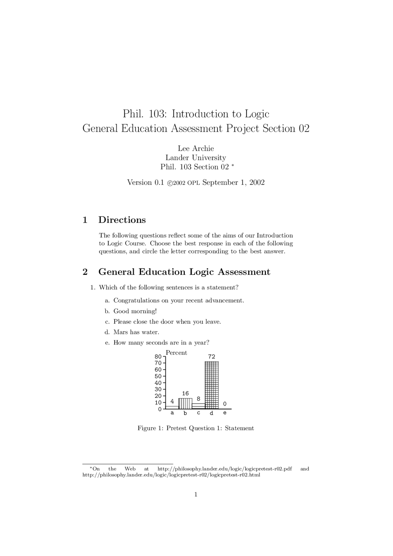 General Education Logic Assessment Introduction To Logic Phil 103
