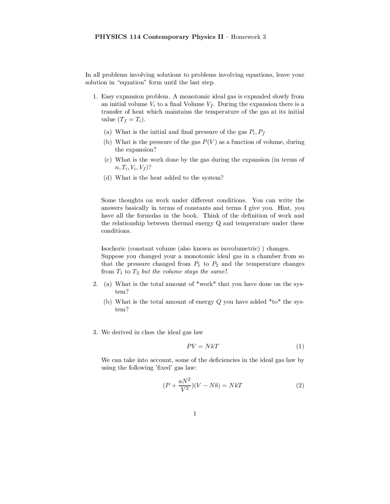 3 Questions on Contemporary Physics II - Homework | PHYS 114 | Assignments Physics | Docsity