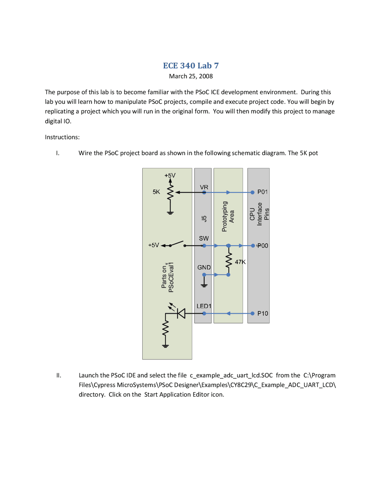 Lab Report on PSoC ICE Development Environment | ECE 340 - Docsity