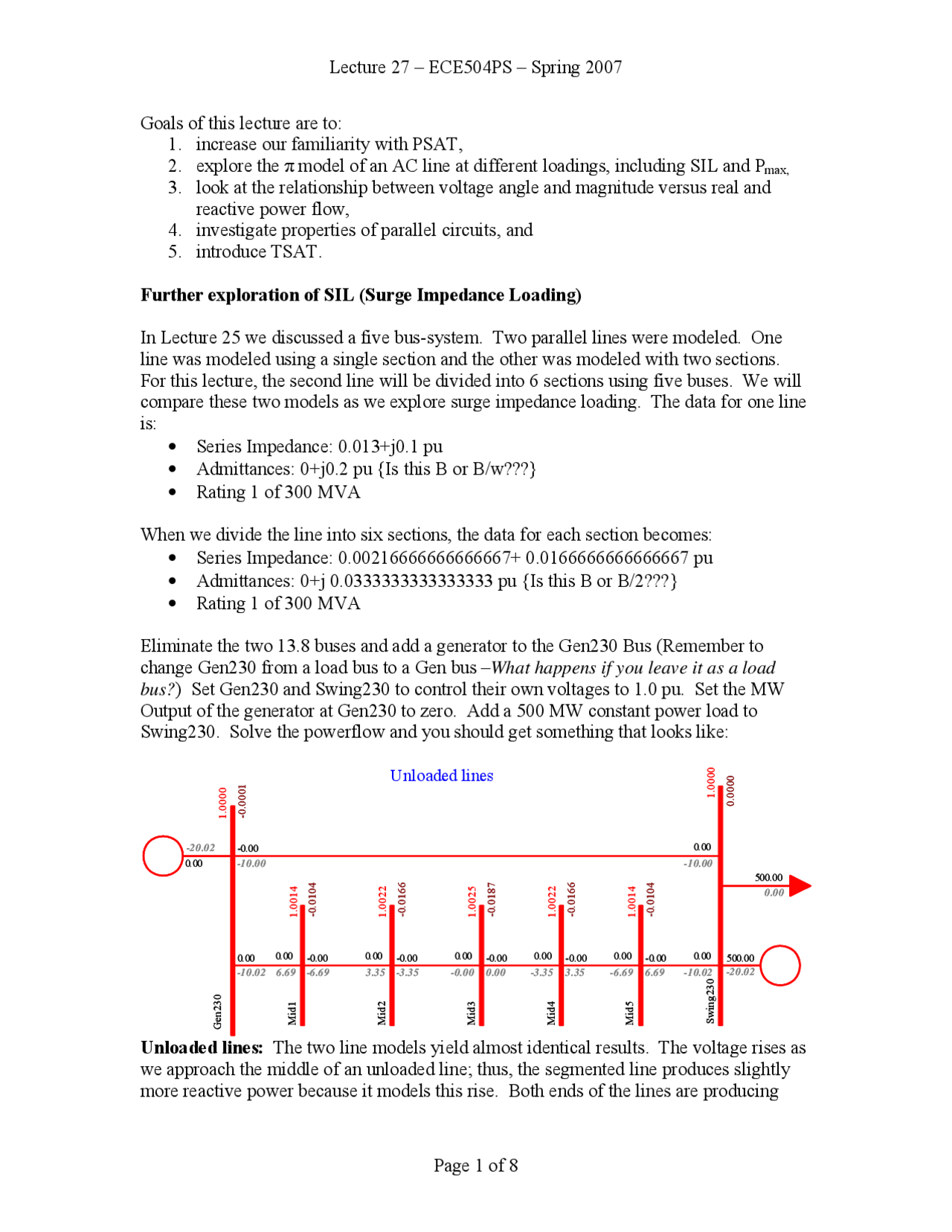 Surge Impedance Loading Five Bus System | ECE 504 - Docsity