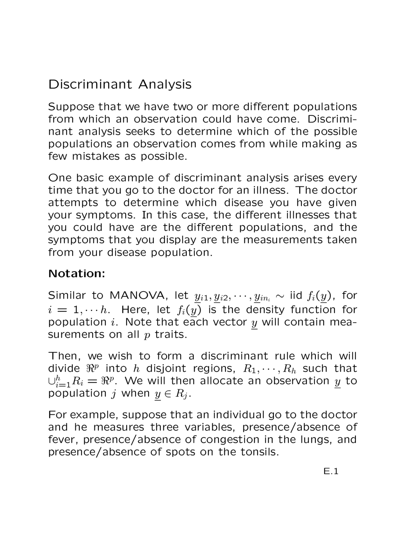 Discriminant Analysis - Review Sheet | STAT 8320 - Docsity