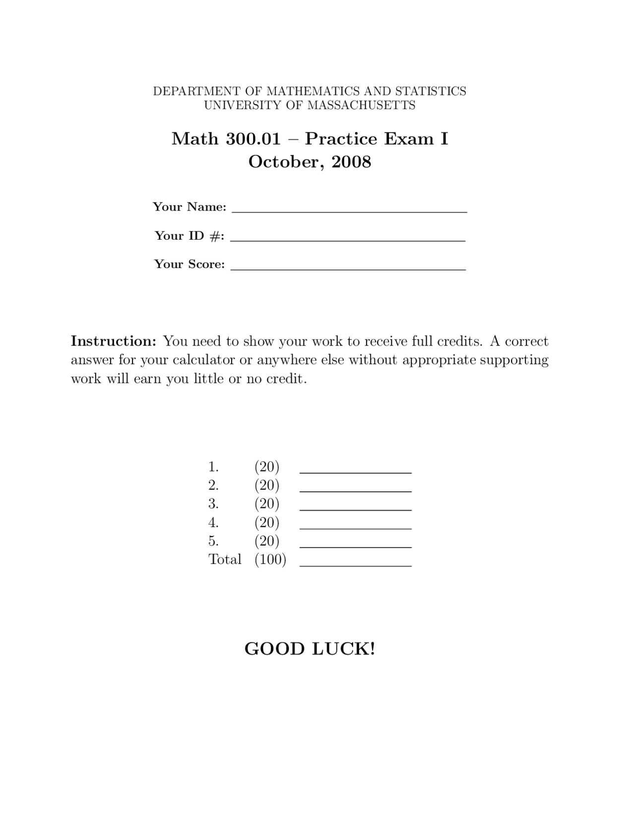 5 Problems on Fundamental Concepts of Mathematics - Practice Exam 1 ...