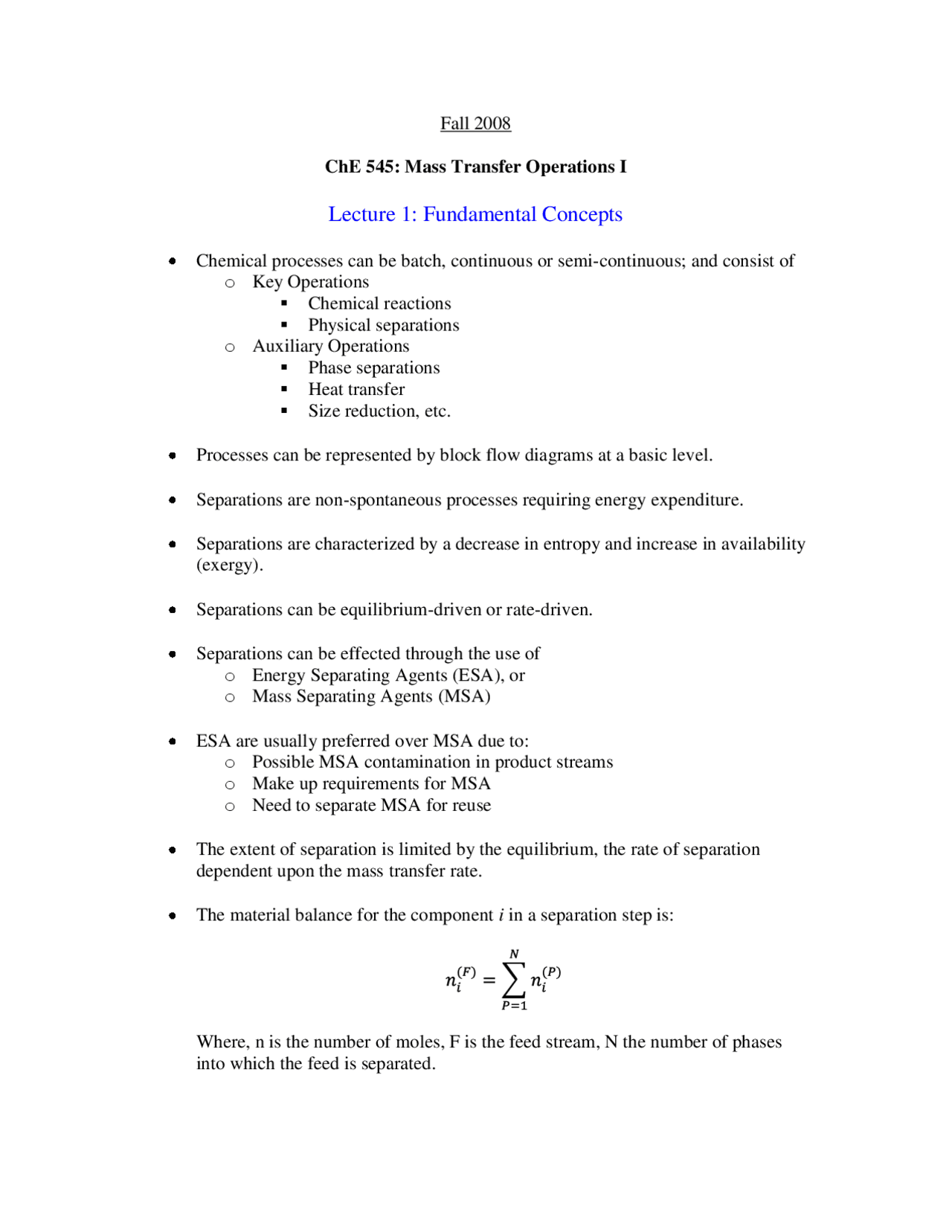 Mass Transfer Operations I: Fundamental Concepts of Chemical Processes ...