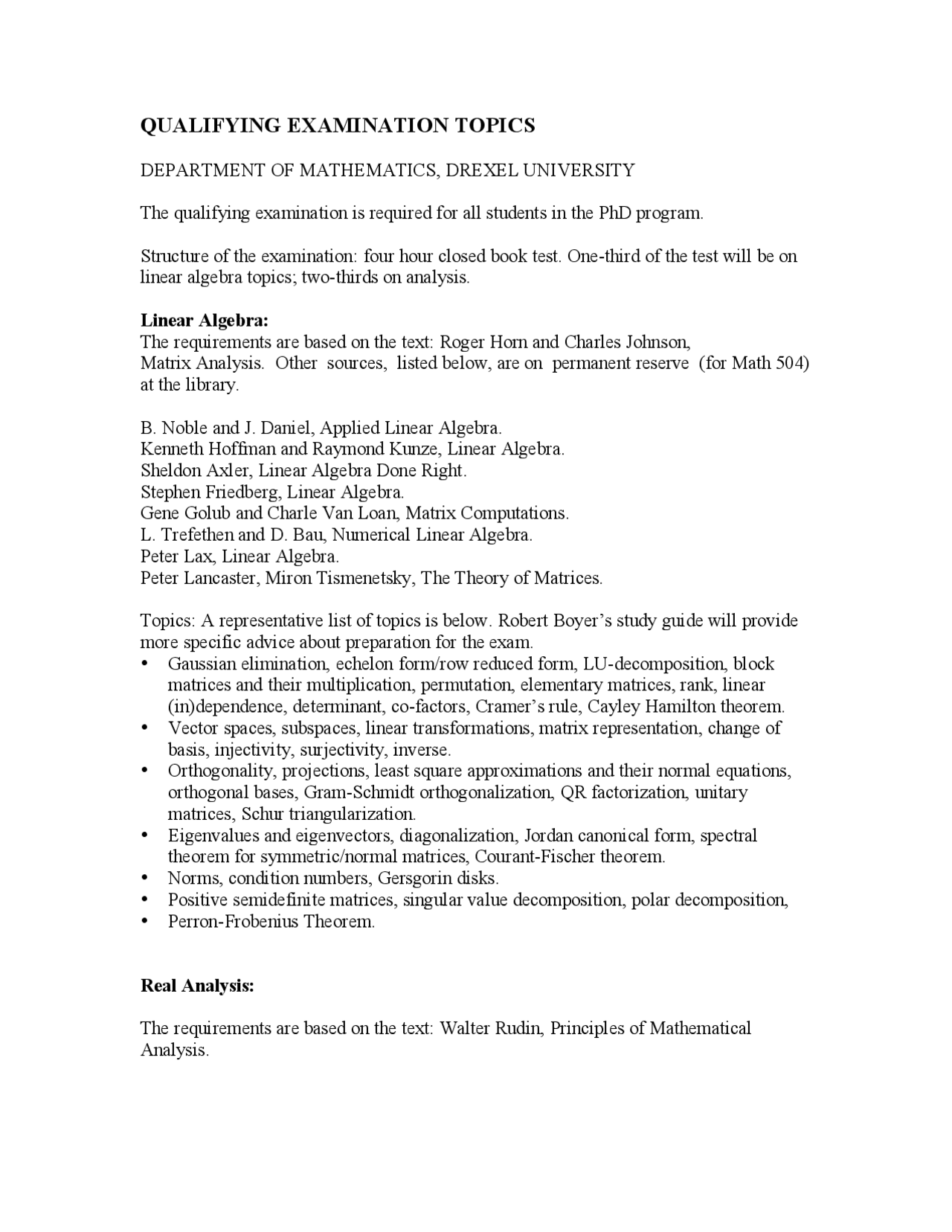 Topics On Linear Algebra And Matrix Analysis Examination 4 Math 504