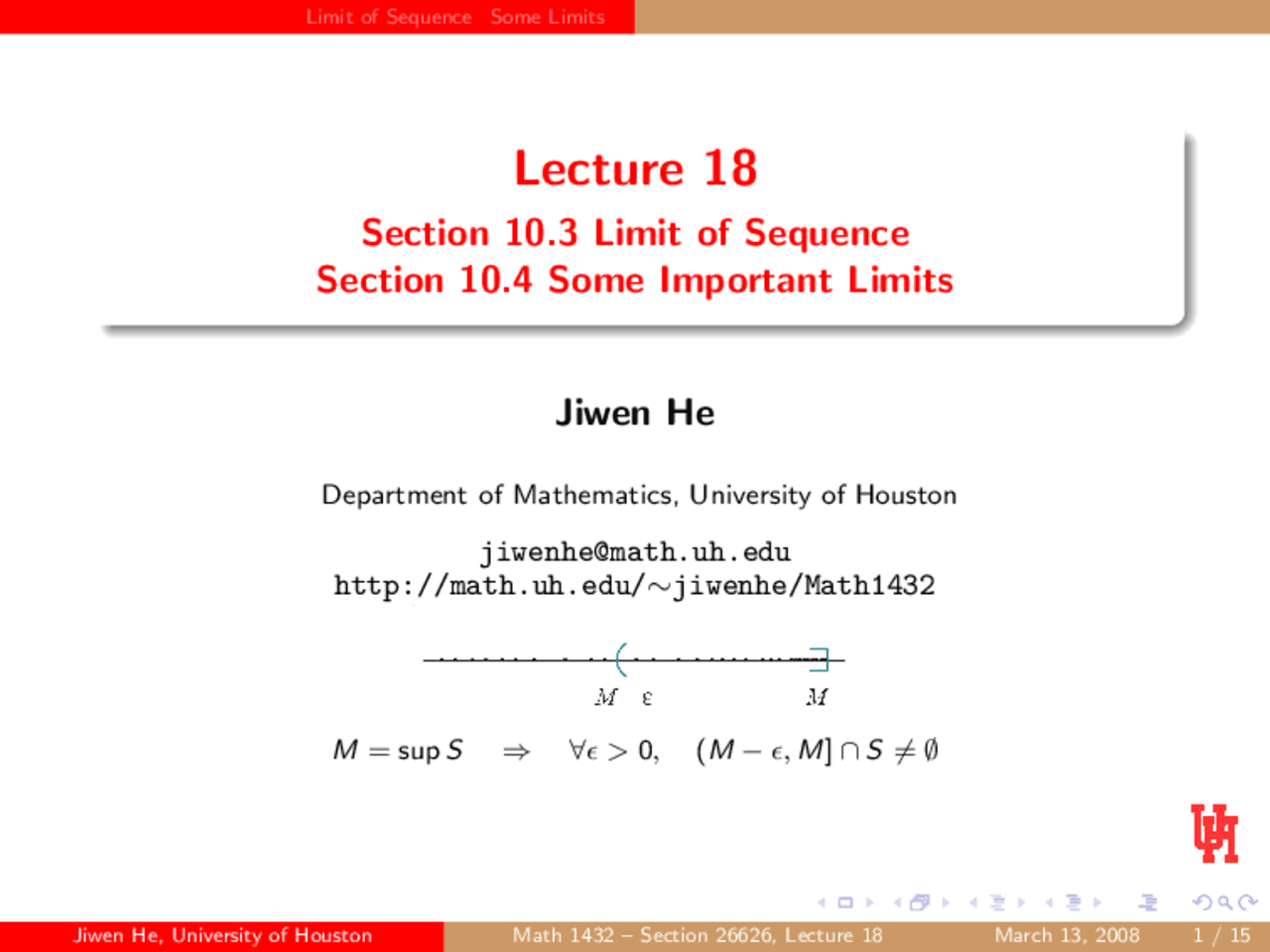 Limit Of Sequence Some Important Limits Math 1432 Docsity