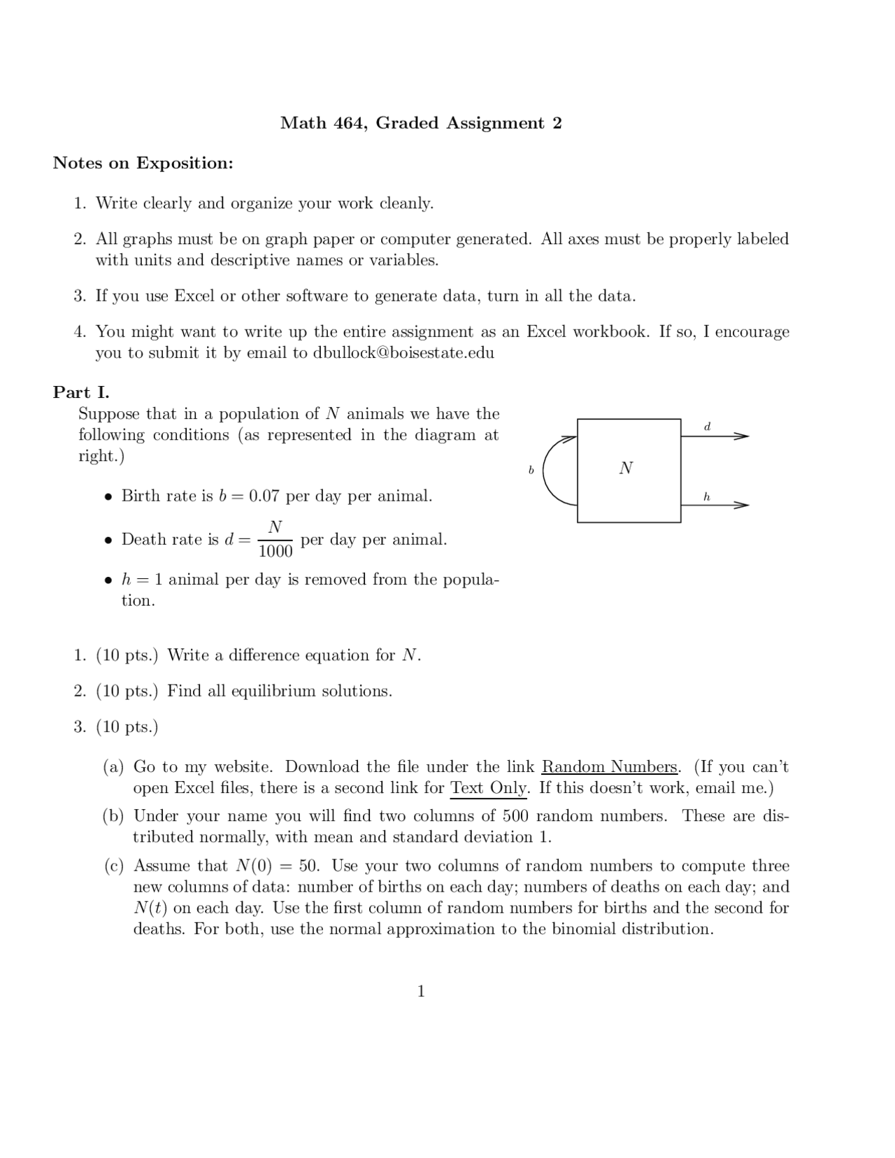 Practice Problems On Mathematical Modeling Grade Assignment 2 Math 464 Docsity