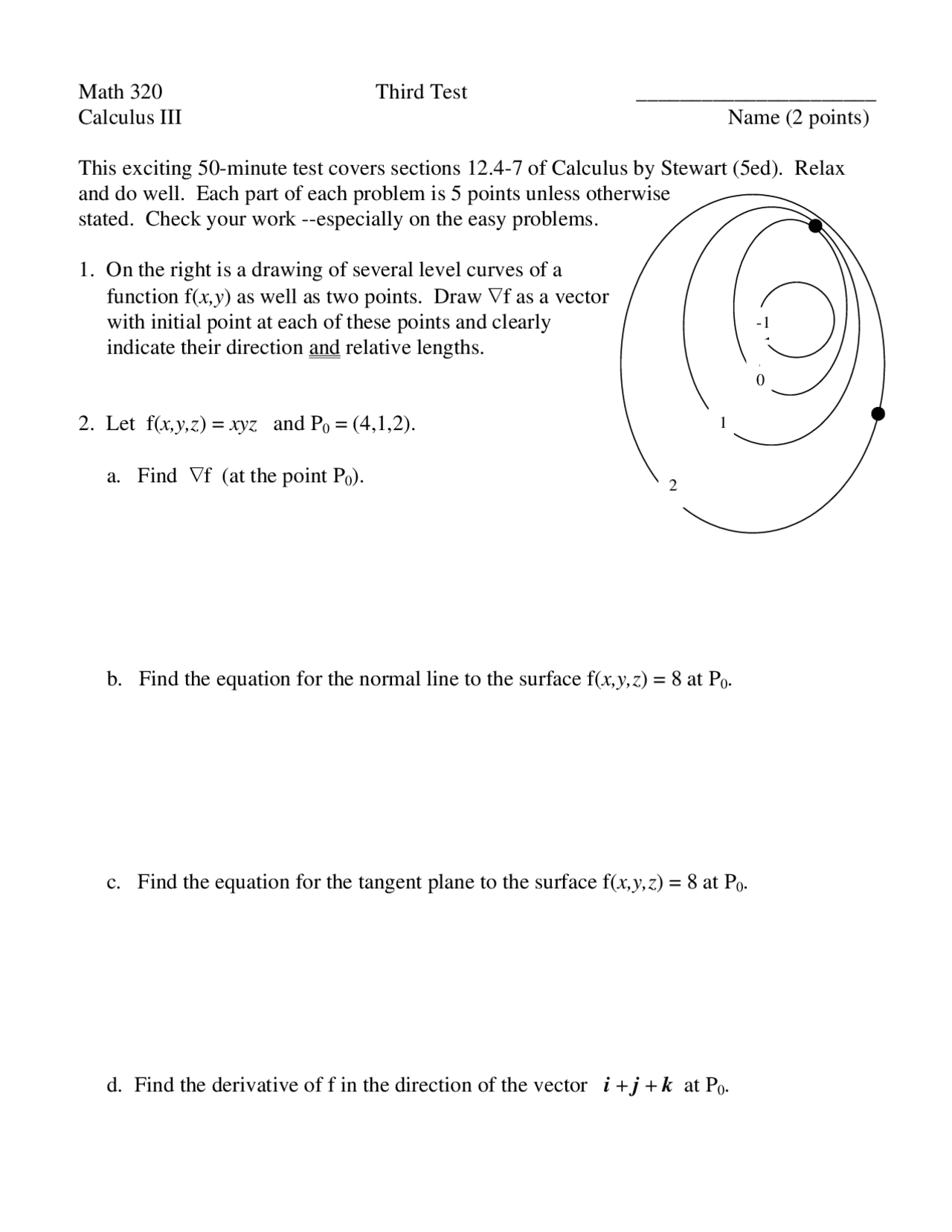 Solved Problems To Find The Vector Of Derivatives Exam 3 Math 320