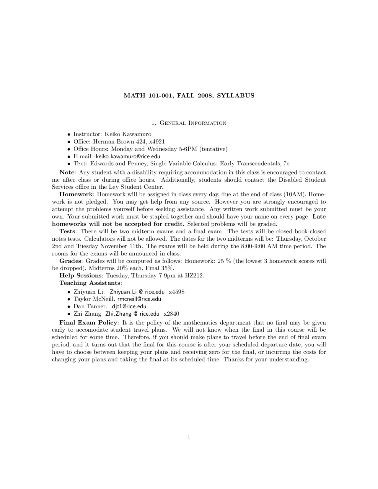 Assignment 25 For Single Variable Calculus I Math 101 Docsity