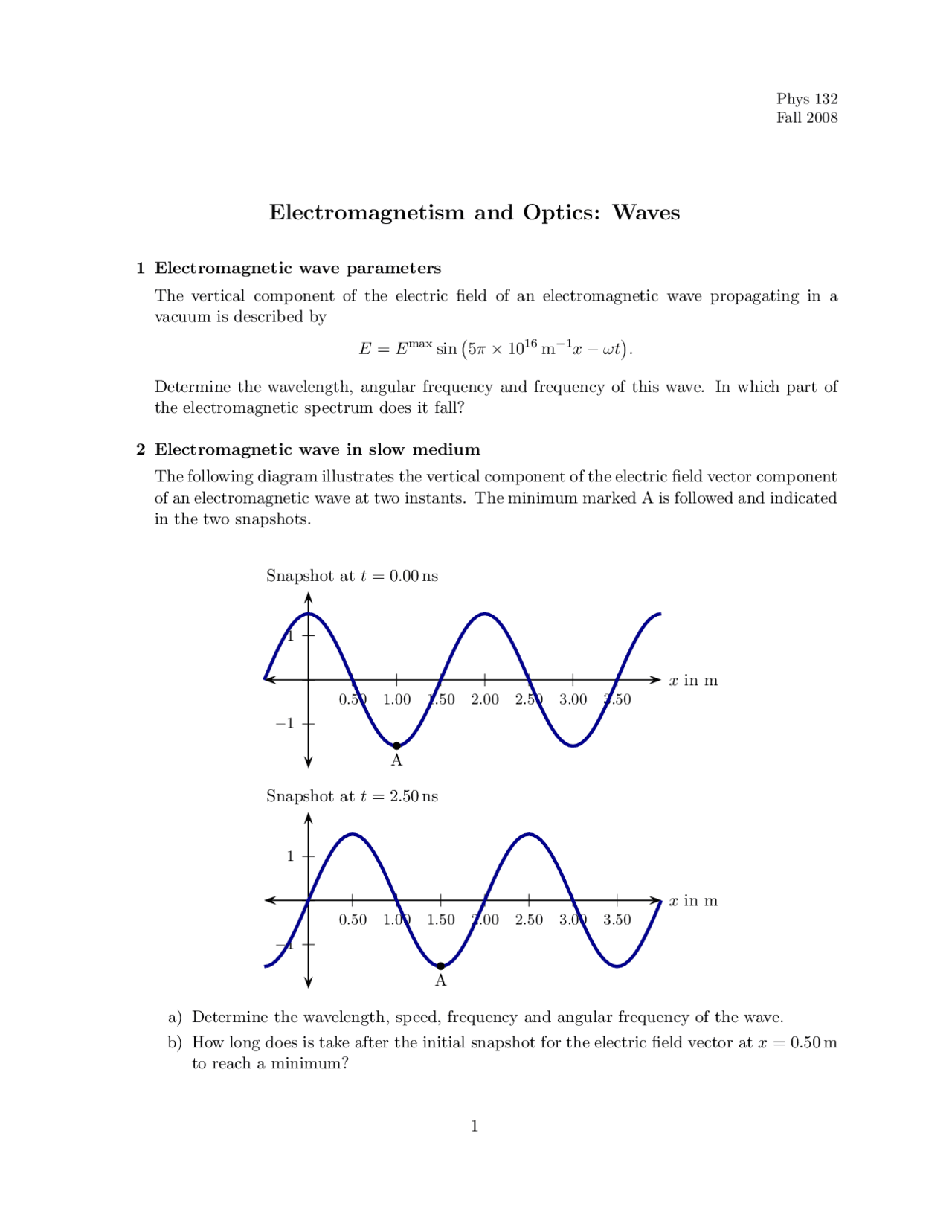 Electromagnetism and Optics: Waves - Lecture Notes | PHYS 132 | Study ...