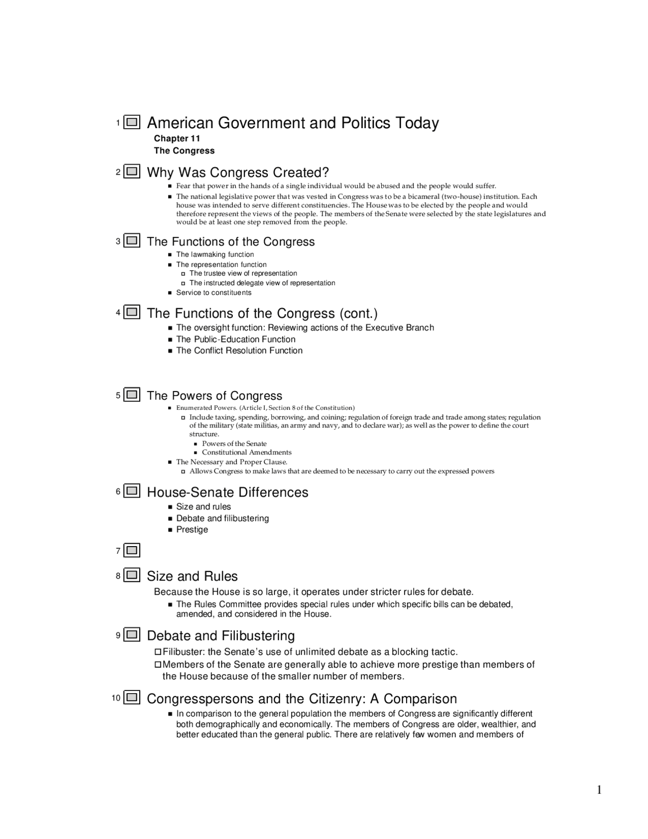 The Congress - American Government and Politics | POLS 1101 - Docsity