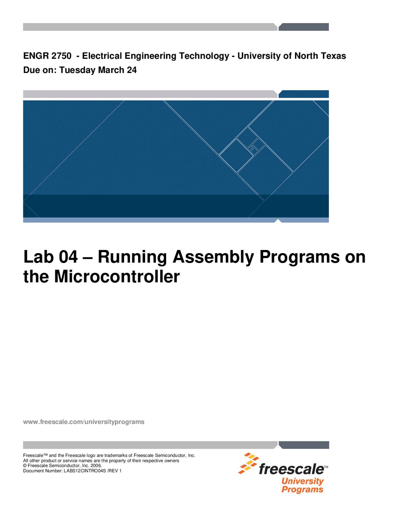 Lab 4 - Running Assembly Programs on the Microcontroller | ENGR 2750 - Docsity