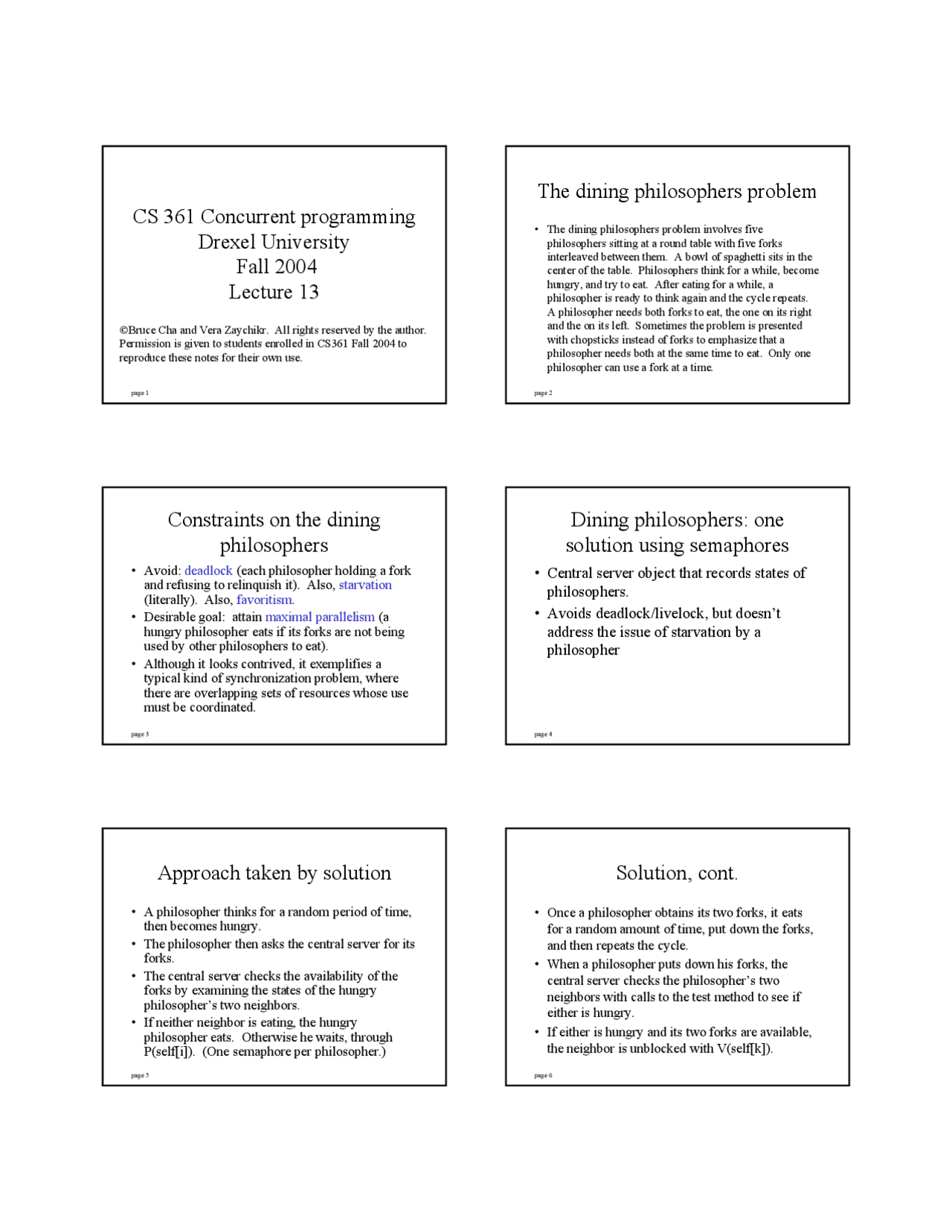 Dining Philosophers Servers in Concurrent Programming | CS 361 - Docsity