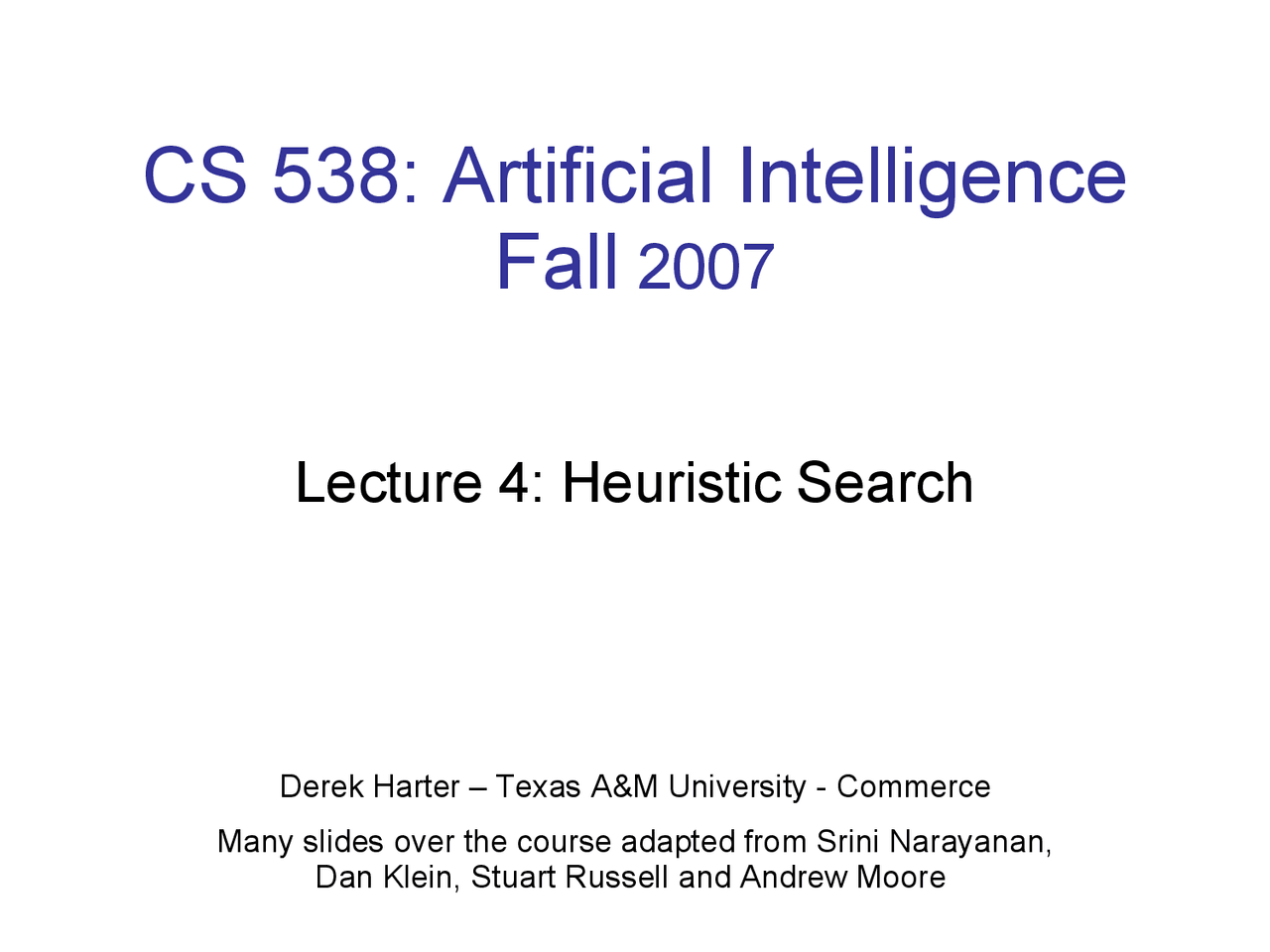 Heuristic Search Artificial Intelligence Lecture Csci 538 Docsity