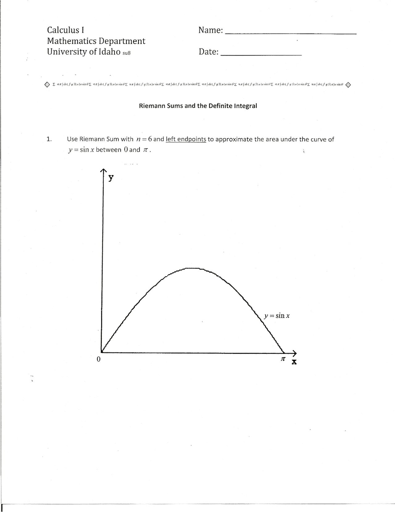 Riemann Sums And The Definite Integrals Class Quiz Math 170 Docsity