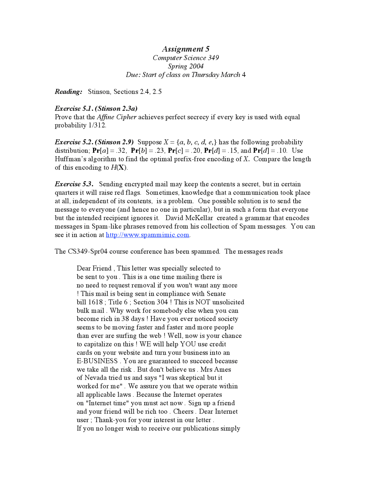 Computer Science and Engineering - Assignment 5 Questions | CS 349 ...
