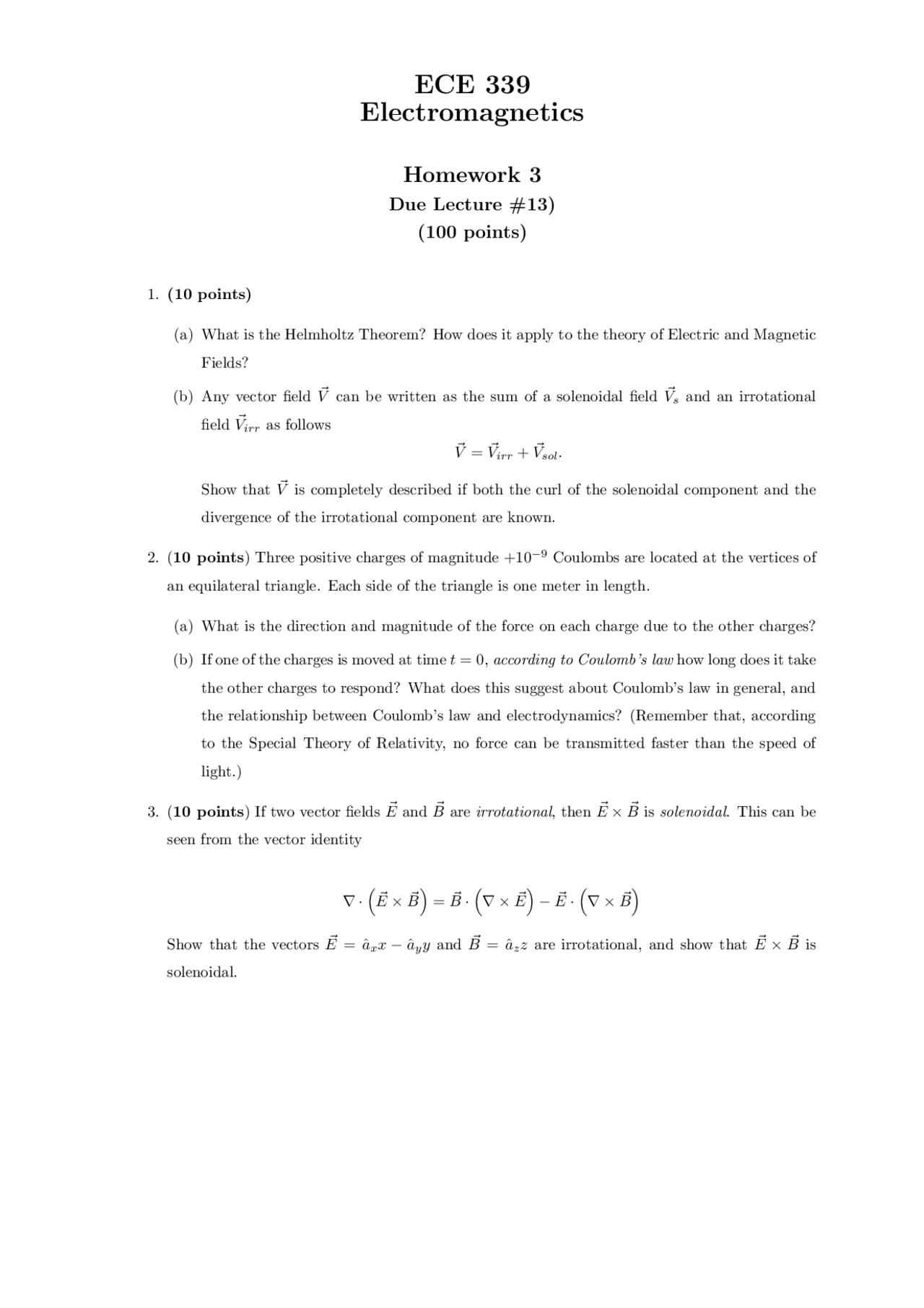 8 Solved Questions On Electromagnetic Theory Assignment 4 Ece 339