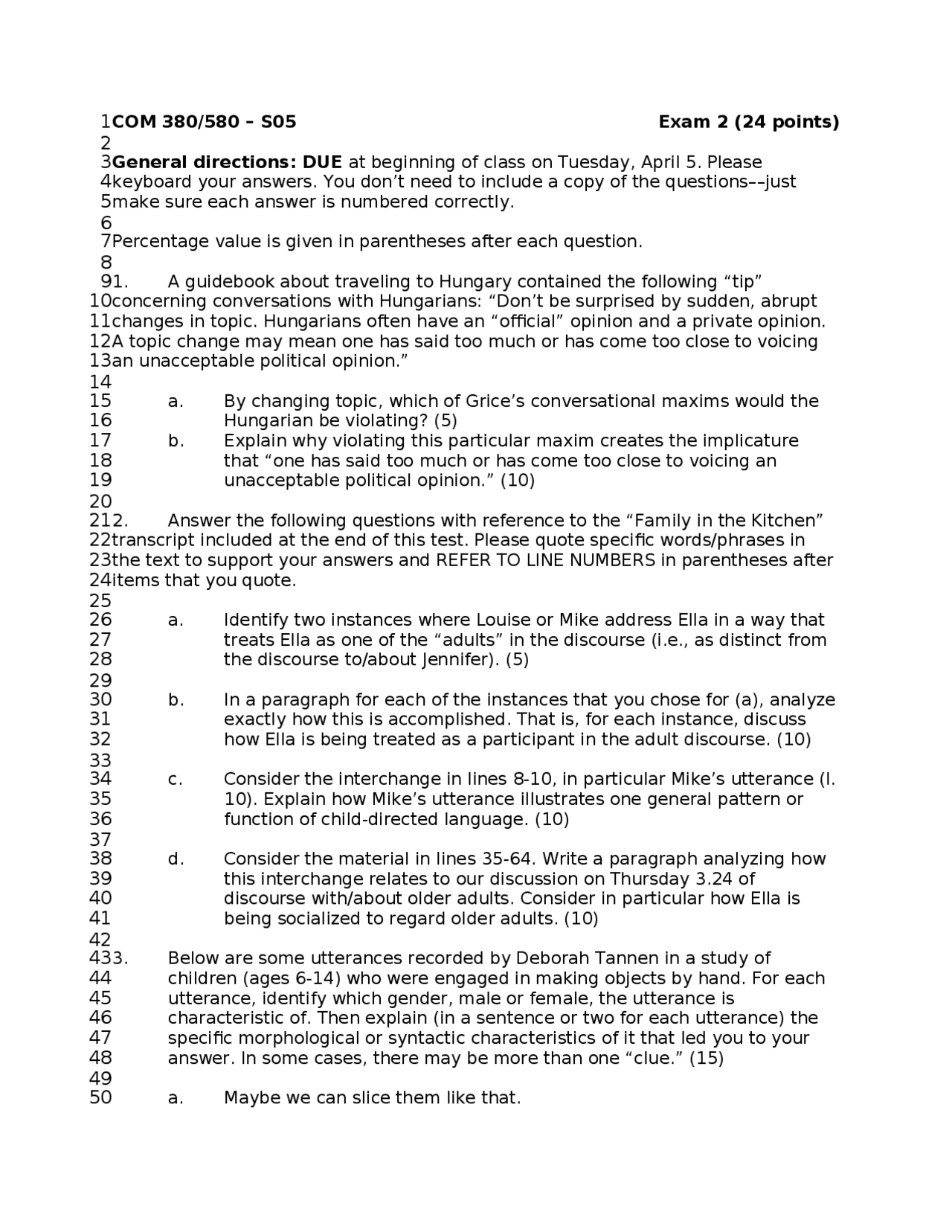 General Directions In Linguistic Technical Communication Exam 2 Com