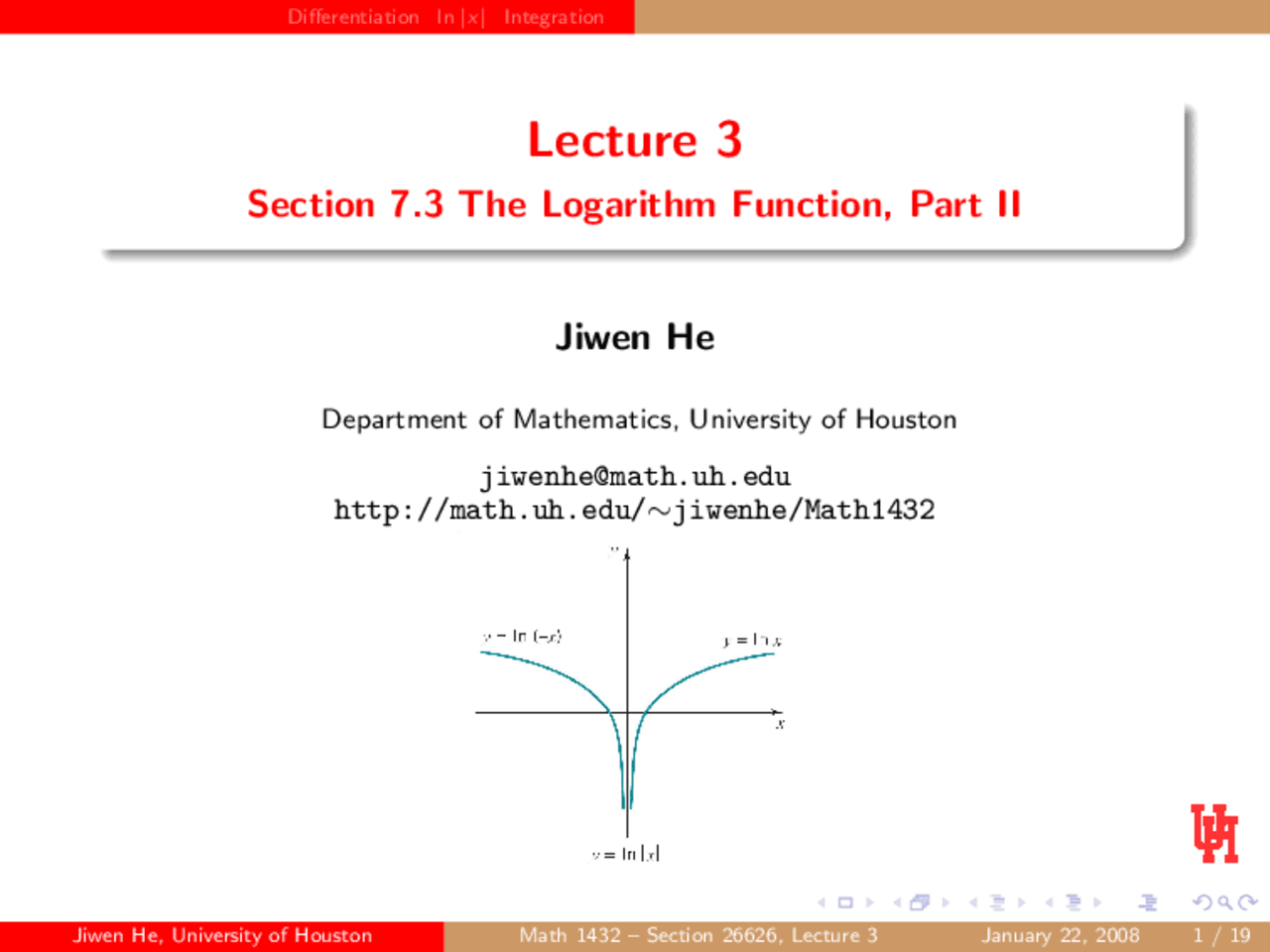 The Logarithm Function Part Ii Lecture Notes Math 1432 Docsity