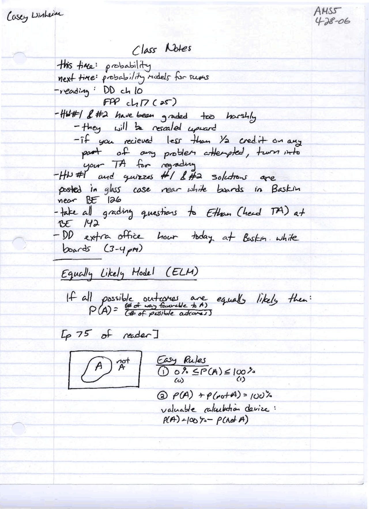 Probability Statistics - Handwritten Notes | AMS 5 | Study notes ...