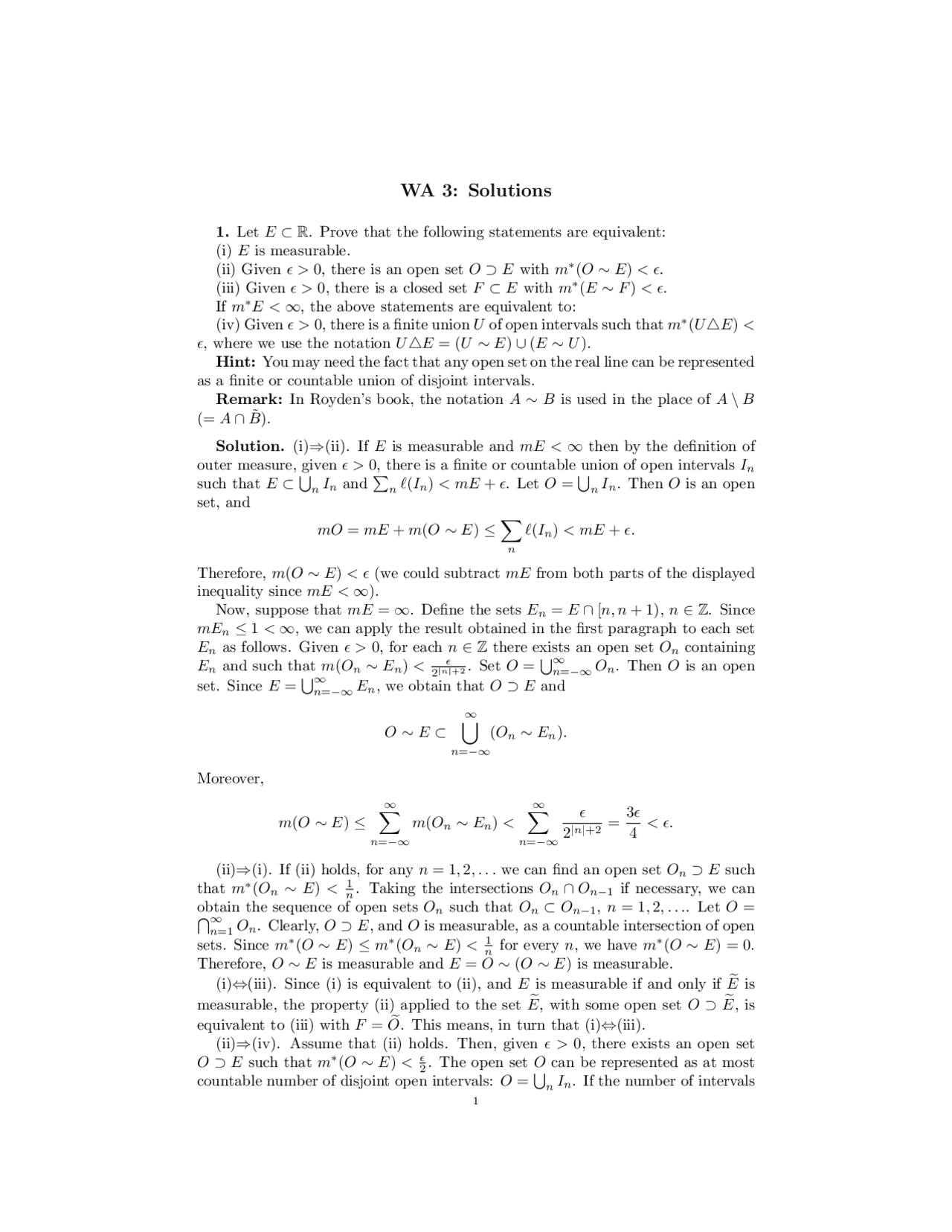 Assignment 3 Solutions Functional Analysis Math 640 Docsity