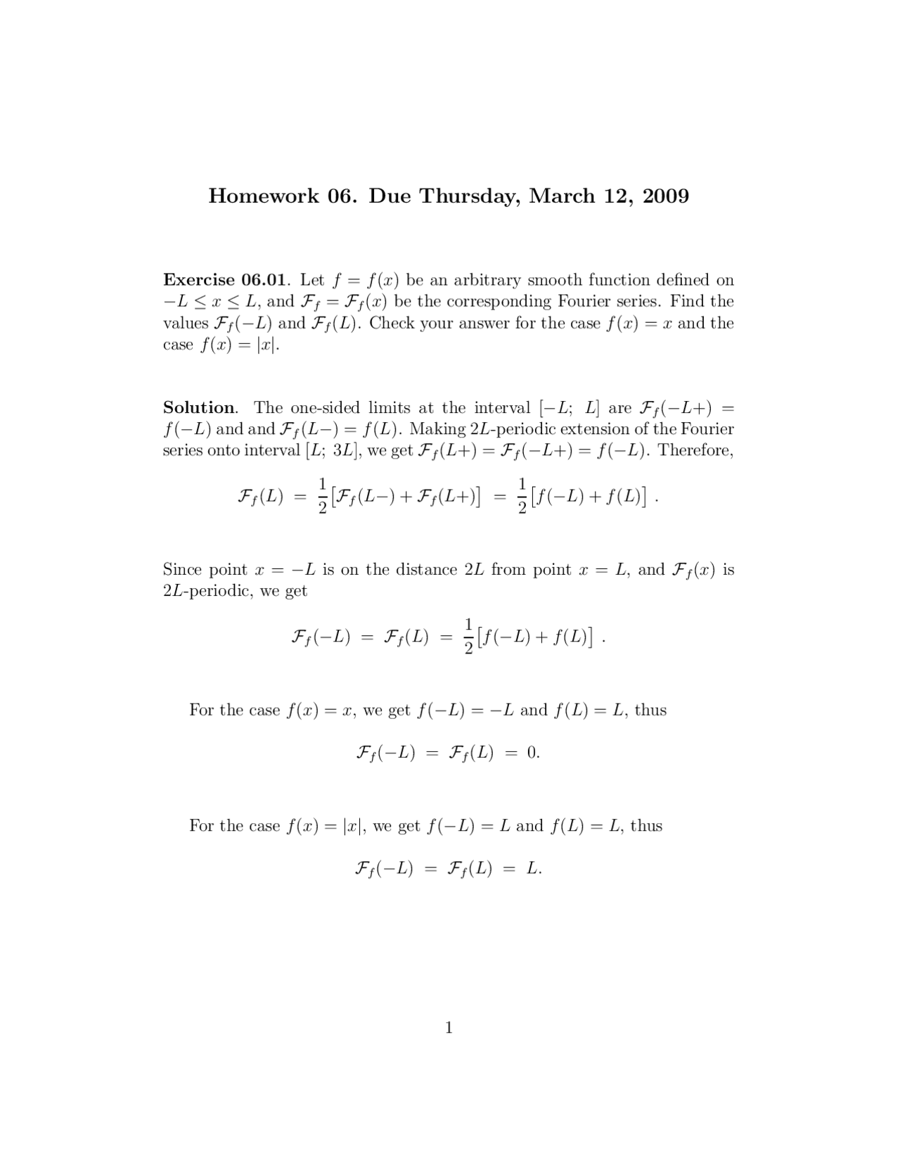 4 Solved Exercises On Continuity Of Fourier Series Assignment 6