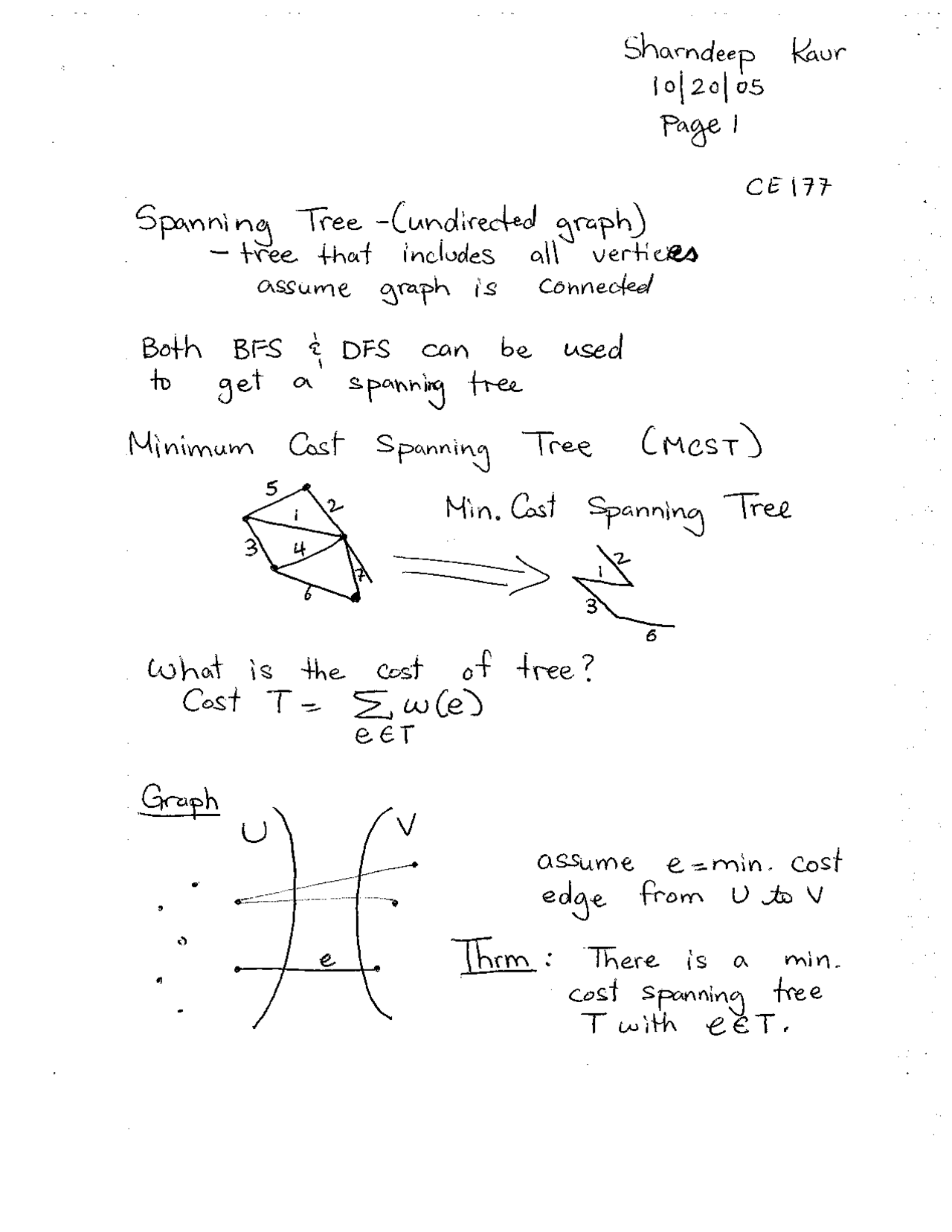 Handout Notes For Spanning Tree Applied Graph Theory And Algorithms
