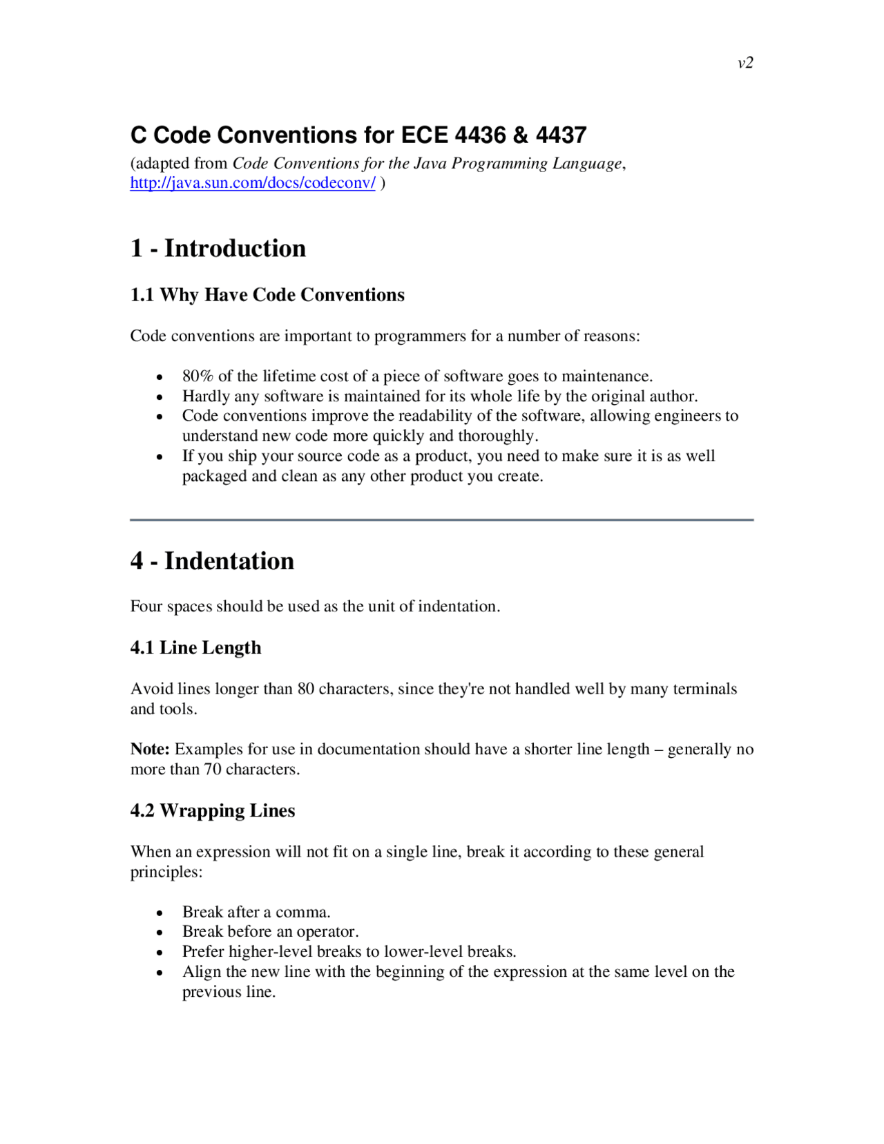 Notes on C Conventions for ECE | ECE 4436 - Docsity