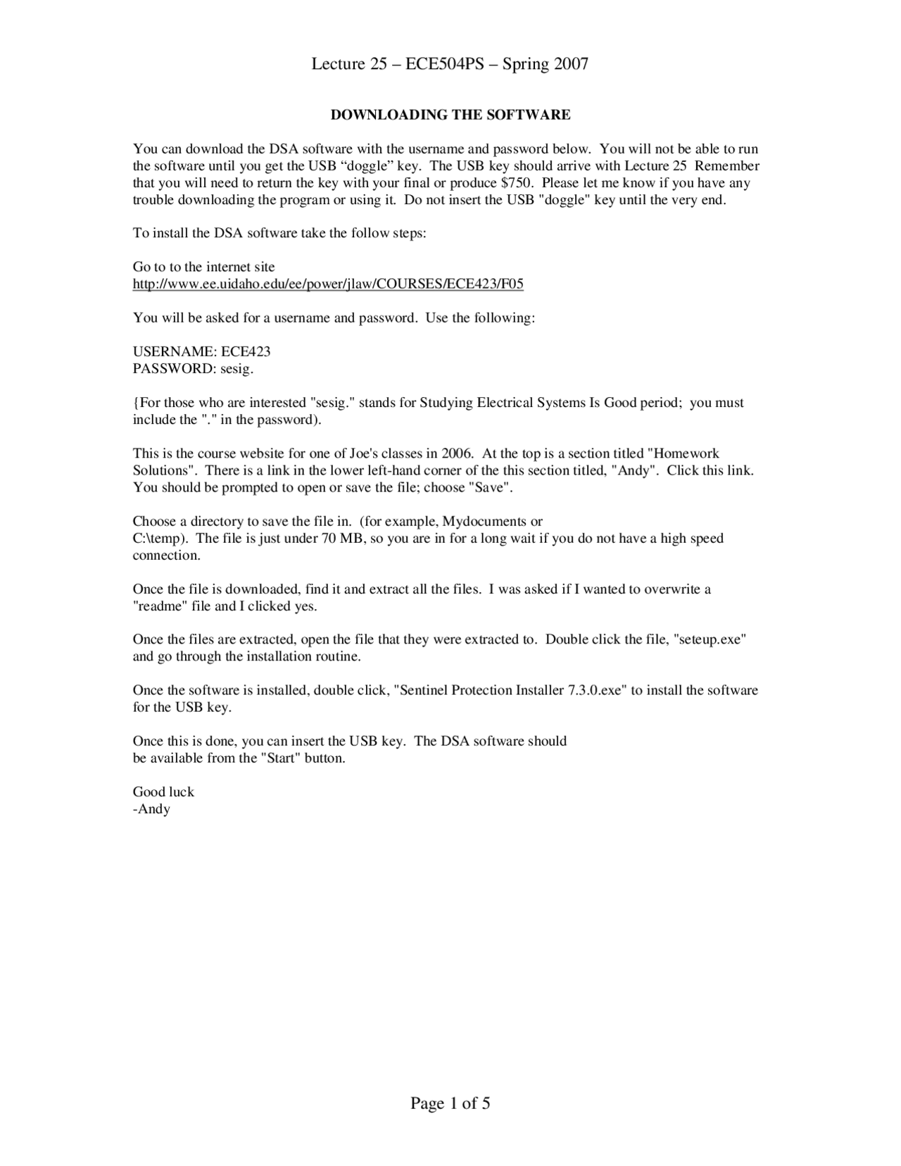 Downloading The Software Lecture Notes Ece 504 Docsity