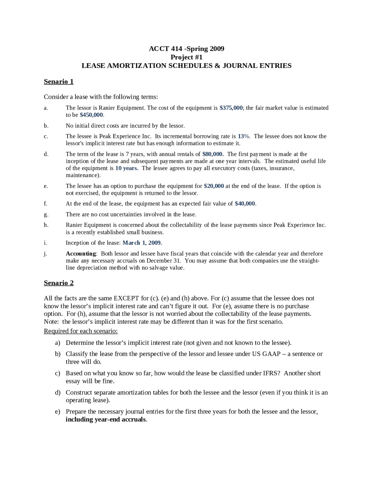 Lease Amortization Schedules and Journal Entries | ACCT 414 - Docsity