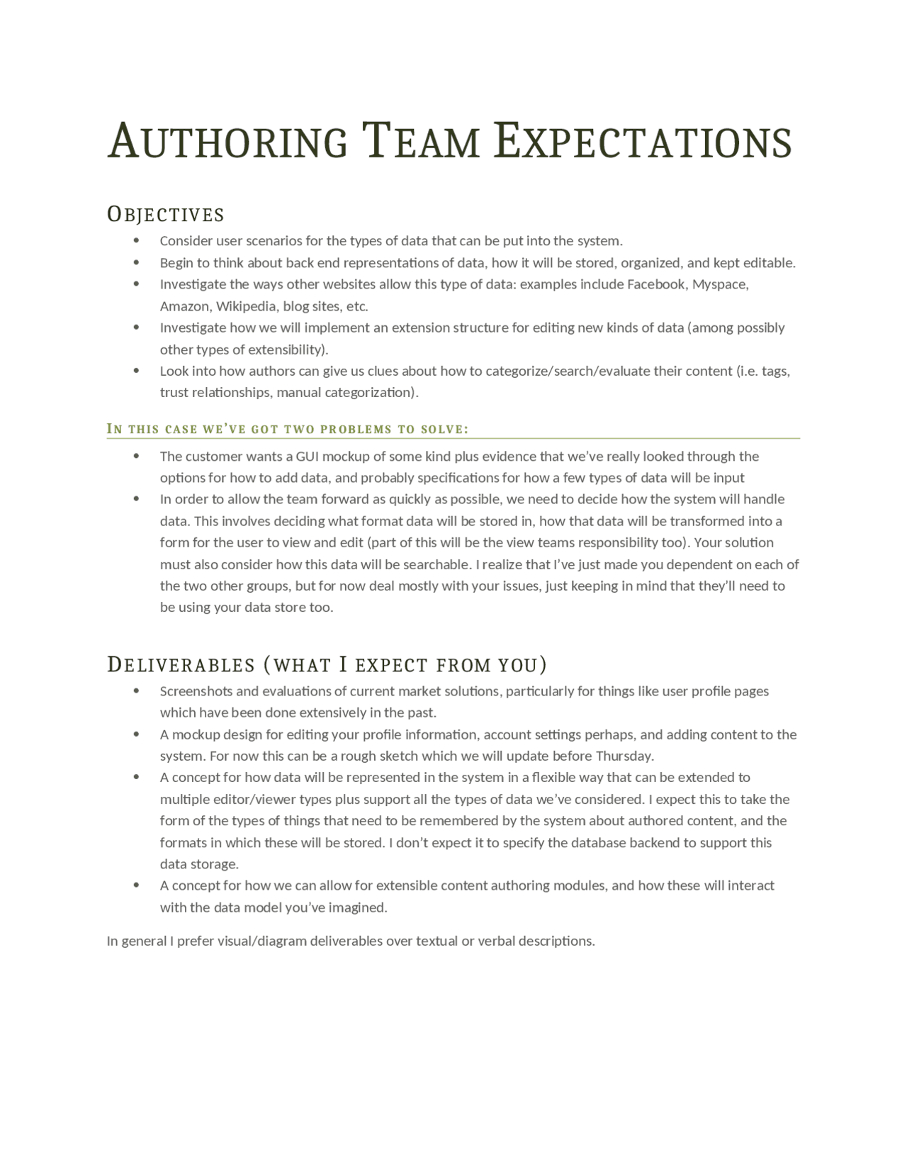Authoring Team Expectations - Project Report | COMP 410 - Docsity