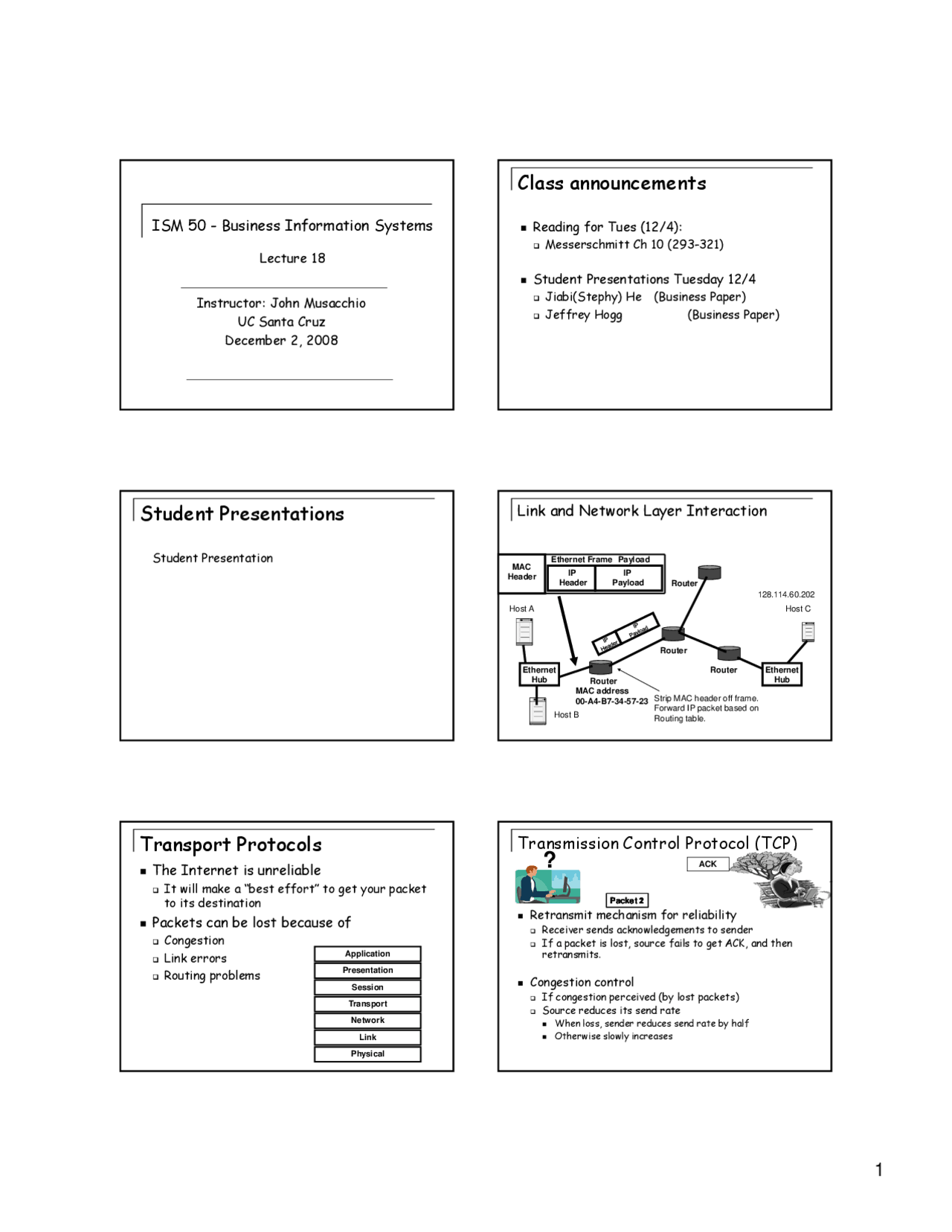 Transmissions Control Protocols, Domain Name System , OSI Layers | ISM 50 - Docsity
