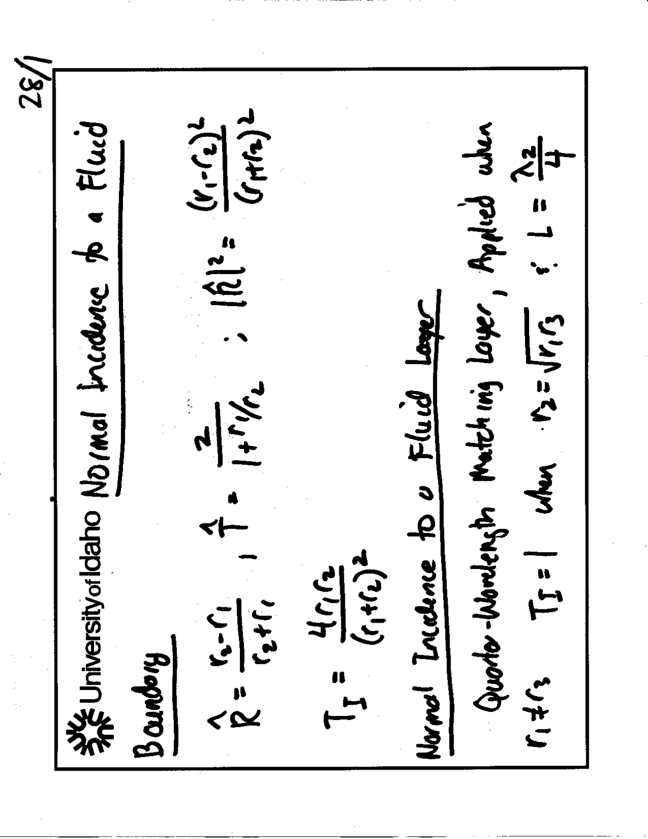 Handout Notes On Normal Incidence To A Fluid Me 413 Docsity