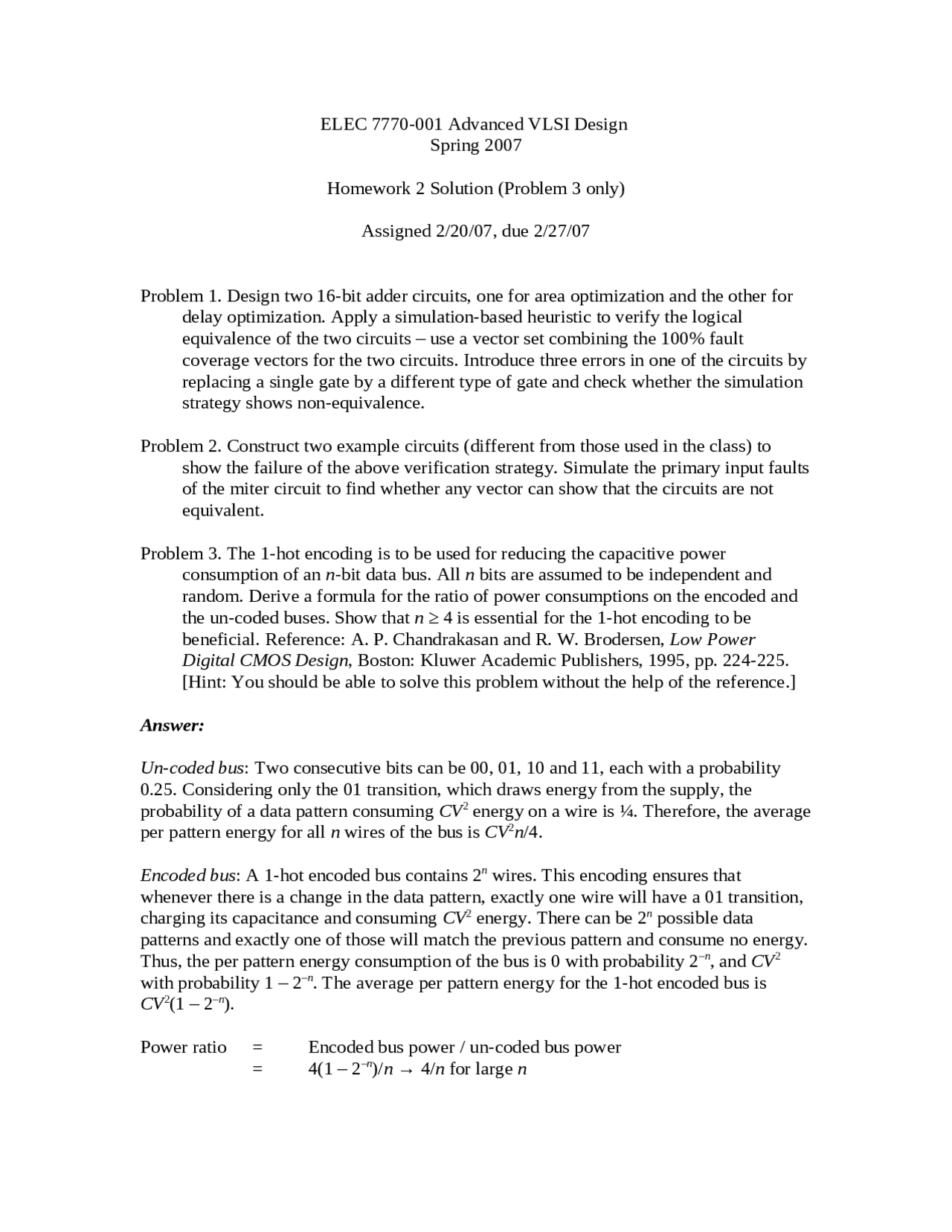 Solved Problems On Computer Architecture And Design Assignment 2 Elec 5200 Assignments