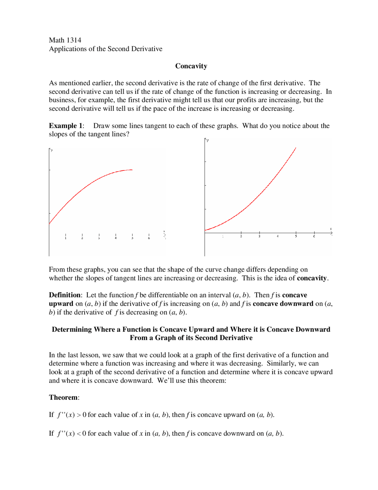 Exam 1 Examples Solved Applications Of Second Derivative Math 1314 Docsity