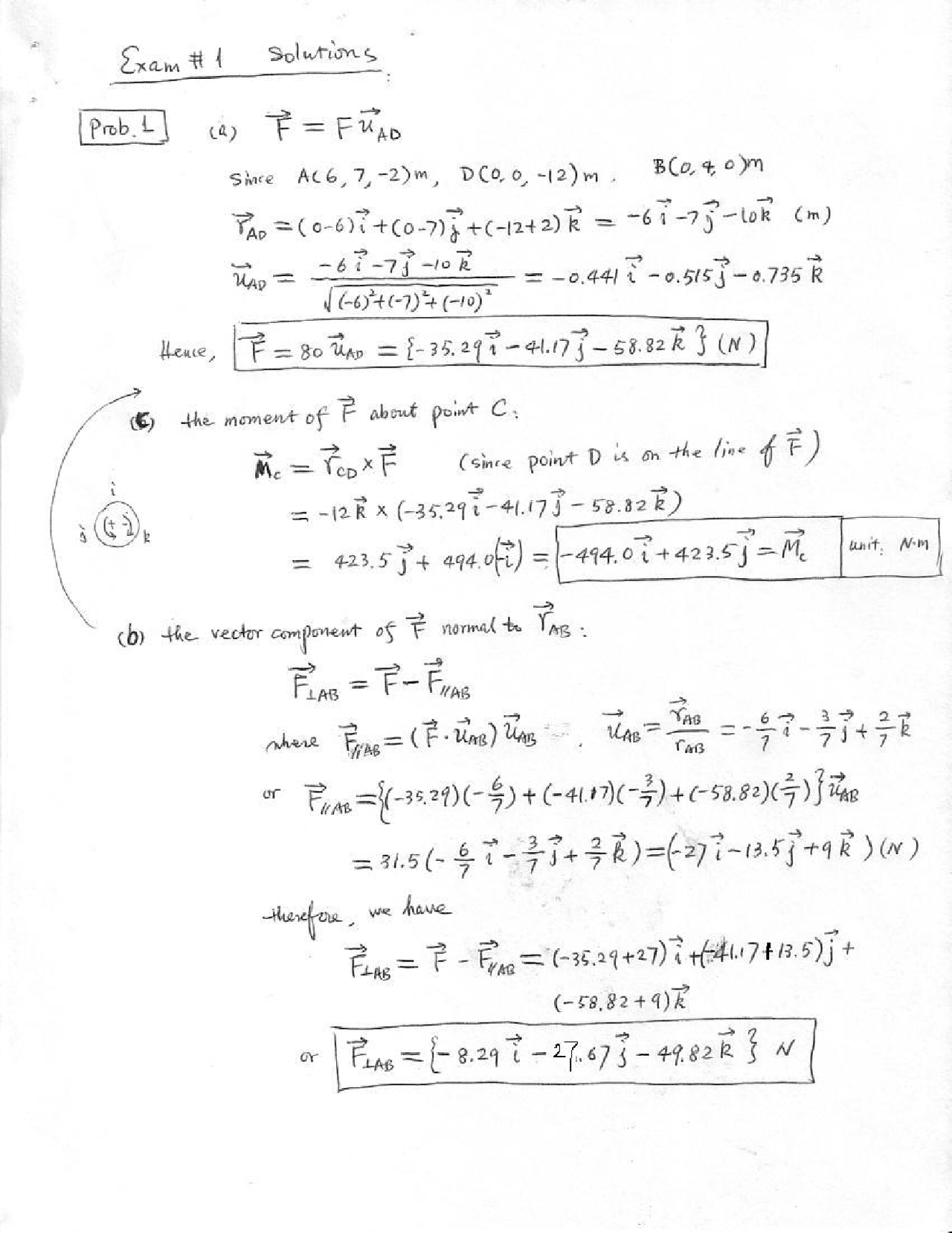 Exam 1 With Solution For Statics And Dynamics Meen 2130 Docsity
