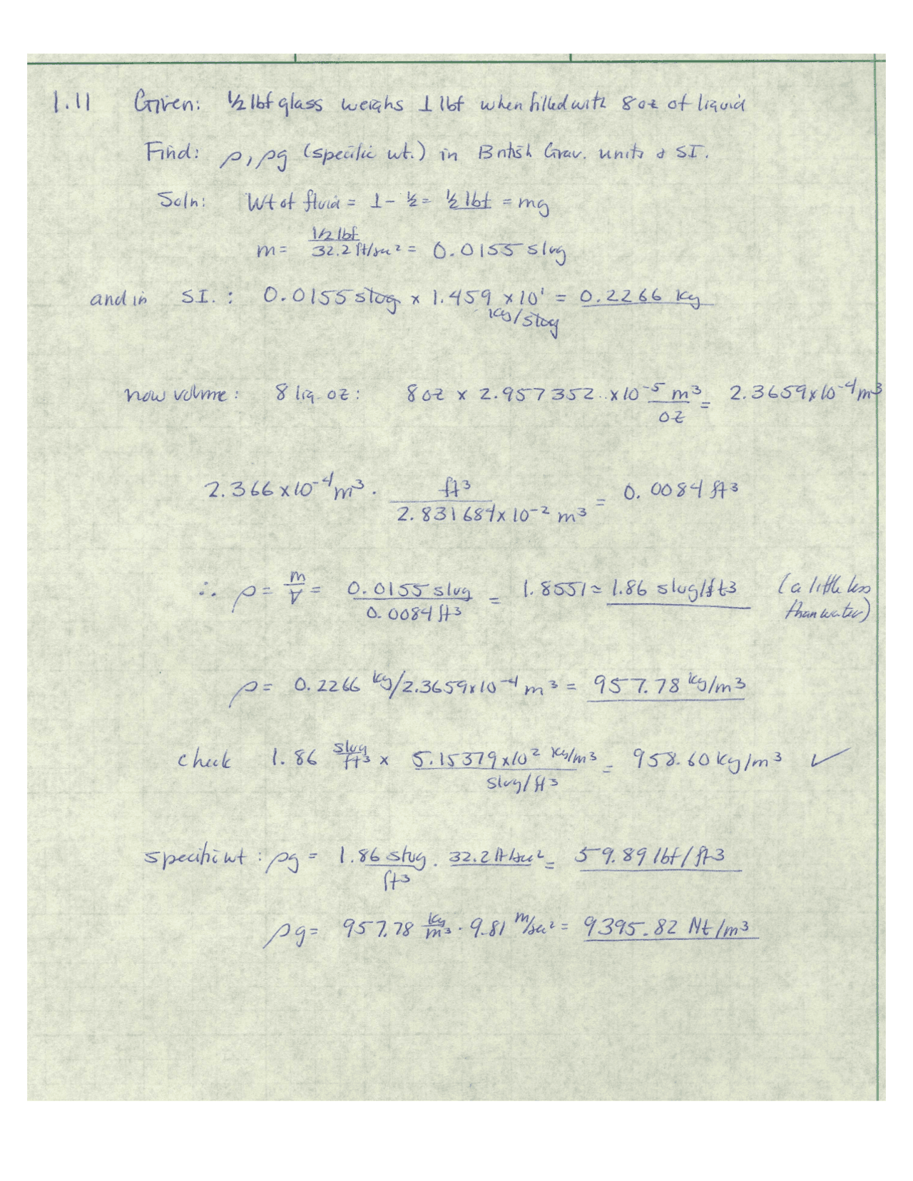 Assignment I Solved - Fluid Mechanics | EGR 365 | Assignments Fluid Mechanics | Docsity