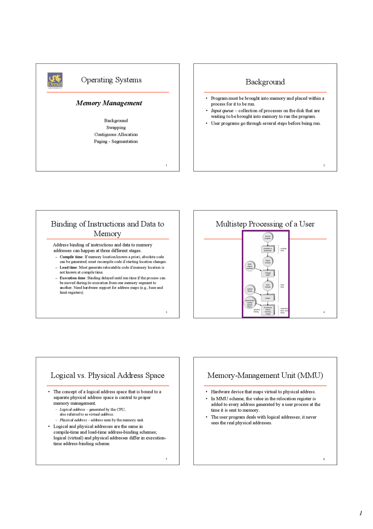 Memory Management Lecture Slides Cs 543 Docsity
