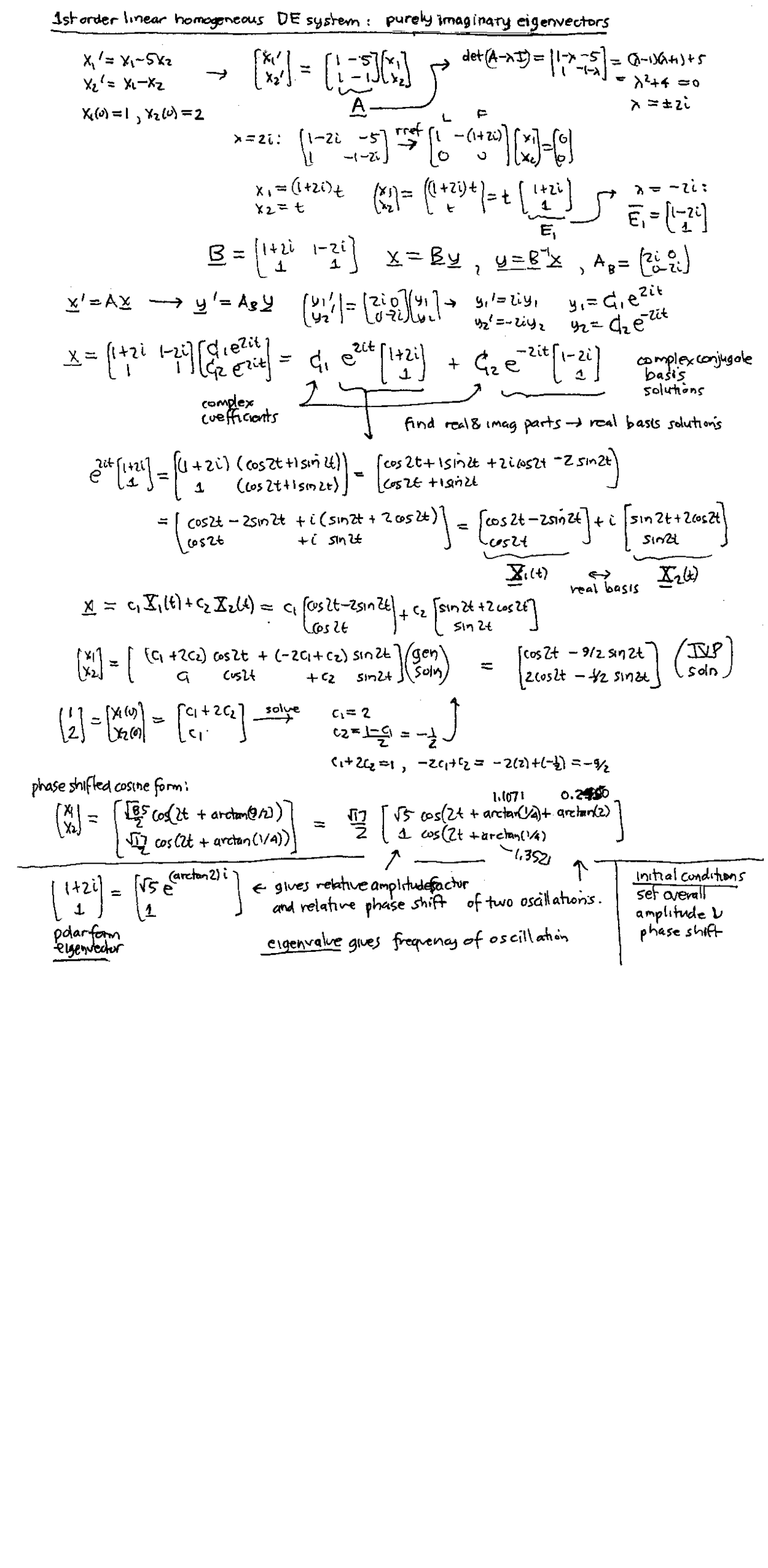 1st Order Linear Homogeneous Differential Equation System: Purely ...